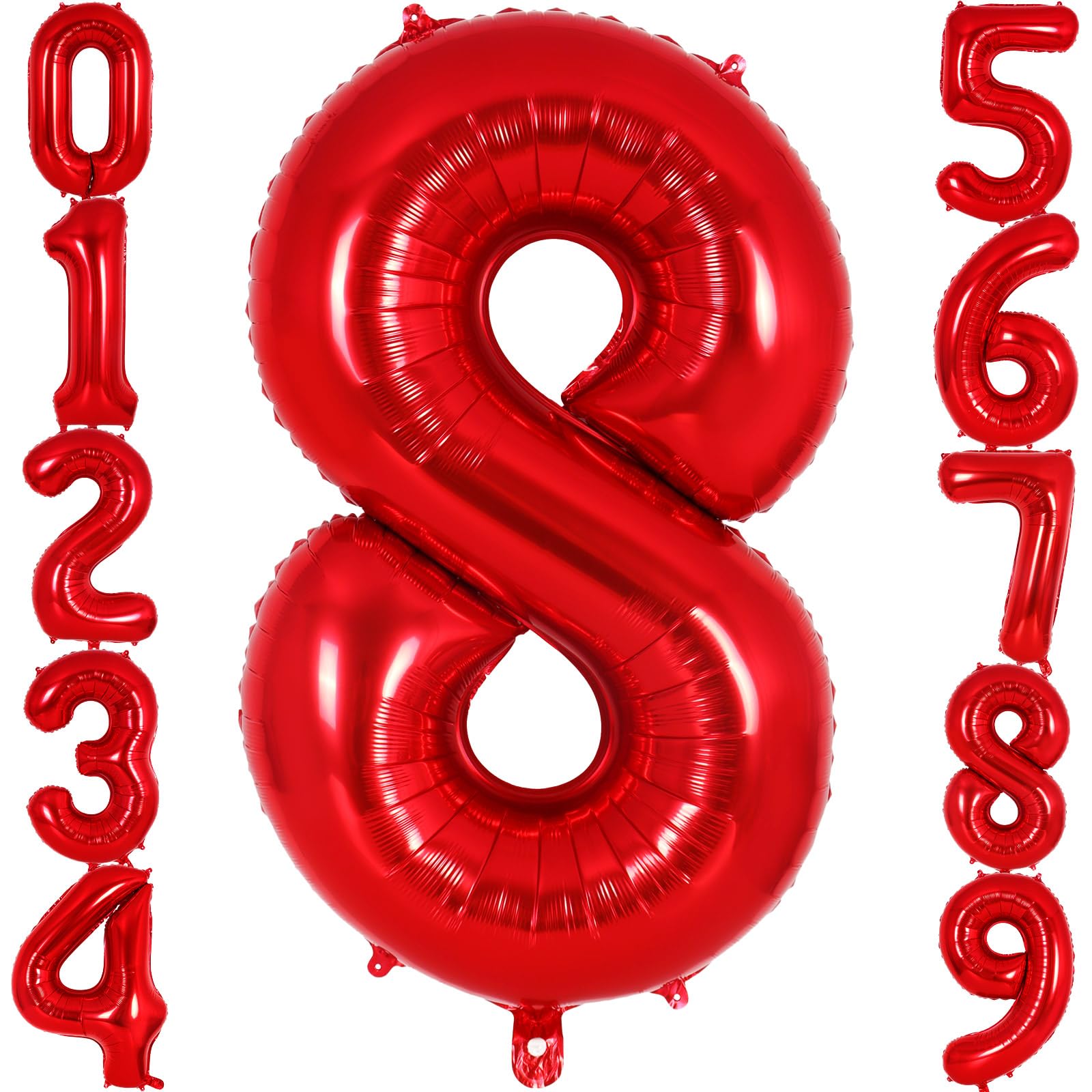Amazon.com: Red Number 8 Balloon 40 Inch, Big Large Foil Helium Number ...