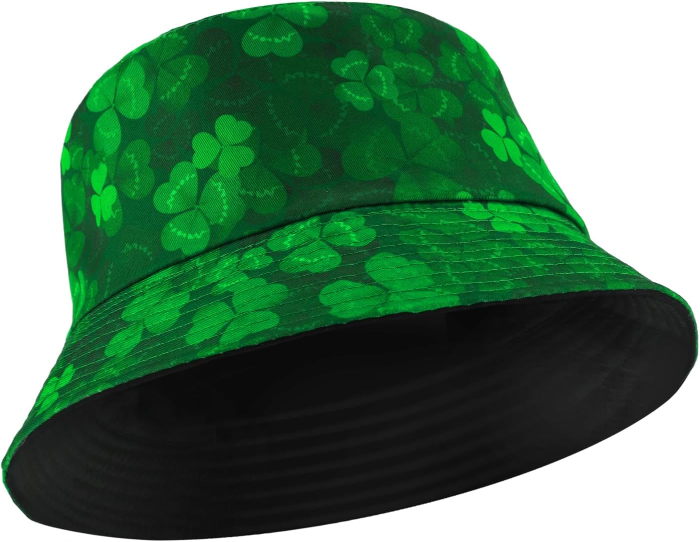 Tie Dye Clover Print Bucket Hat, Double-Sided Reversible Hat Shamrock ...