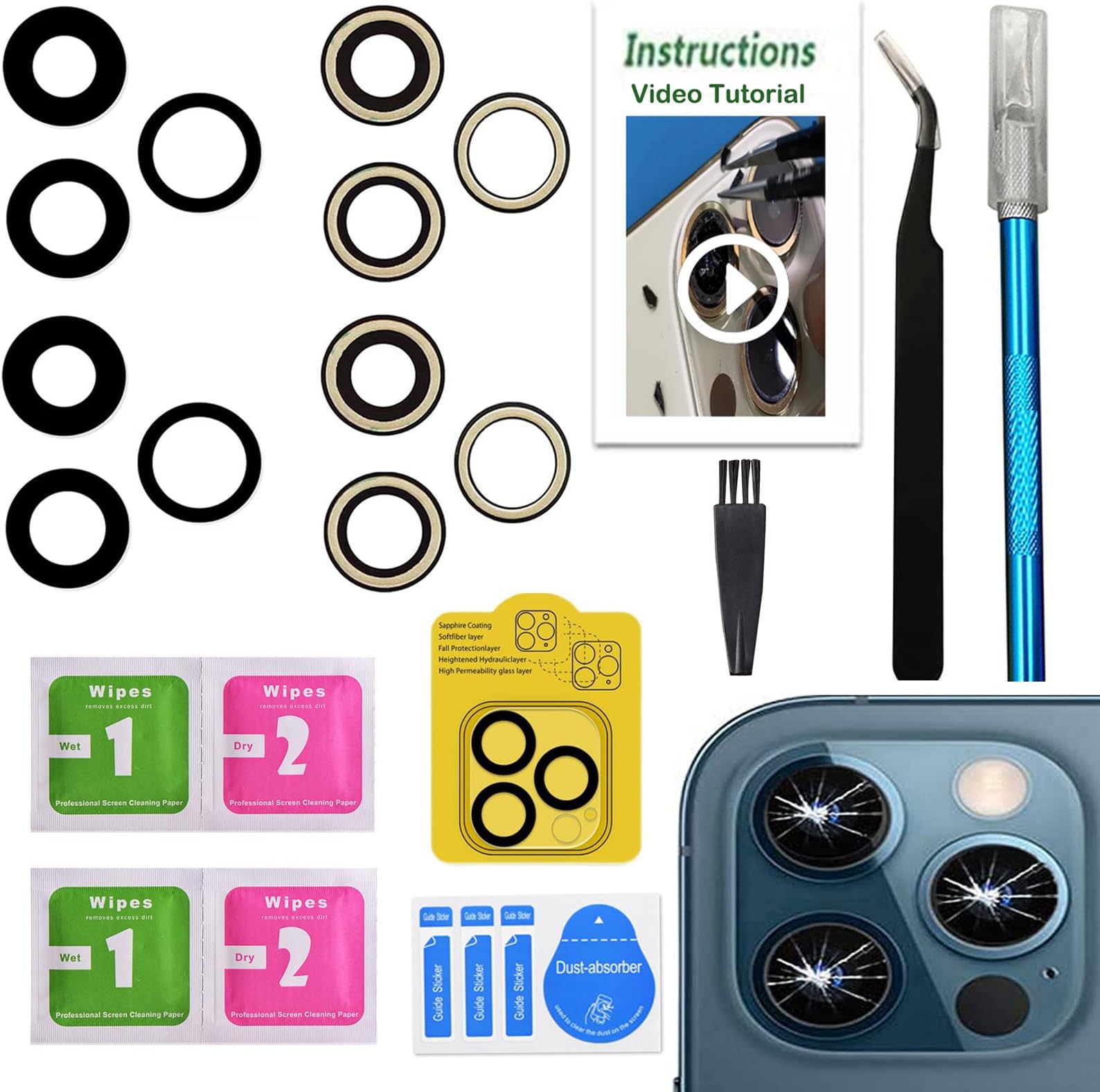 Amazon.com: LEAFE for iPhone 12 Pro Max Camera Lens Replacement,2 Pack ...