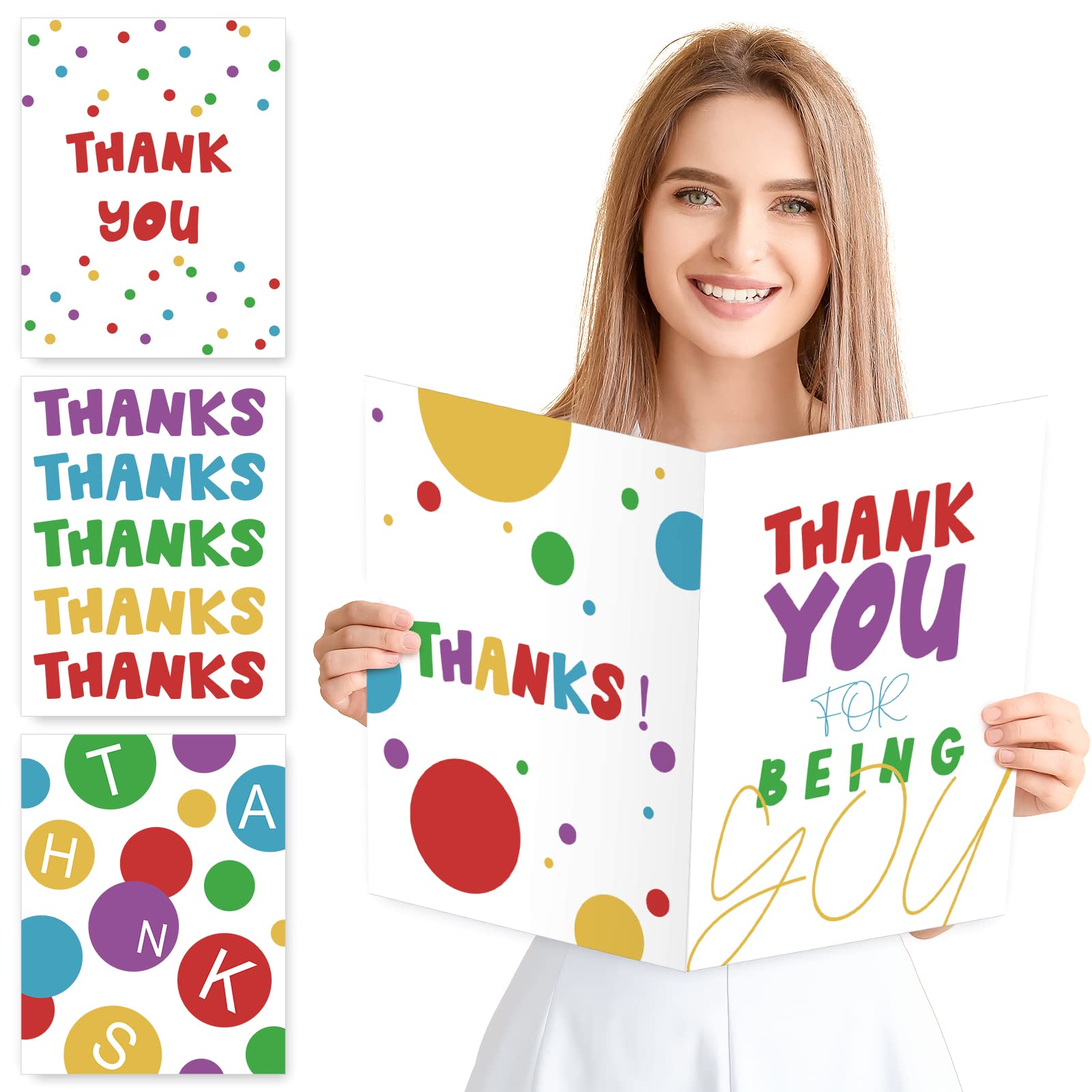Amazon.com : AnyDesign 4Pcs Large Thank You Cards with Envelopes 11 x ...