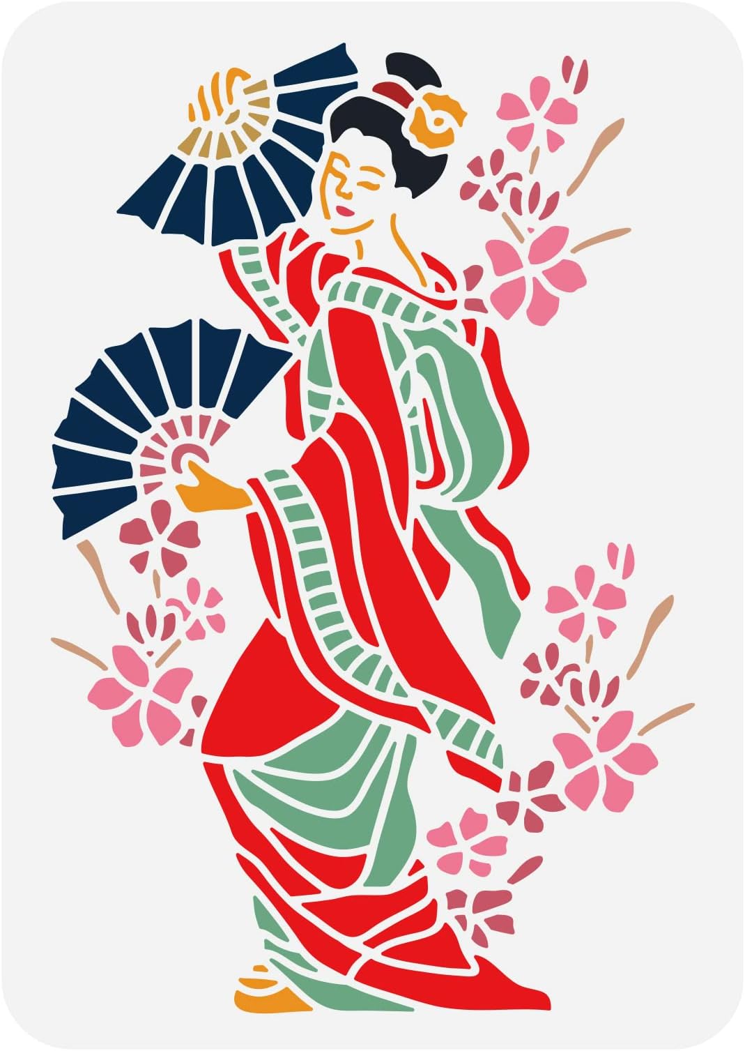 BENECREAT Japanese Geisha Stencils, 21x30cm Oriental Dancer Large ...