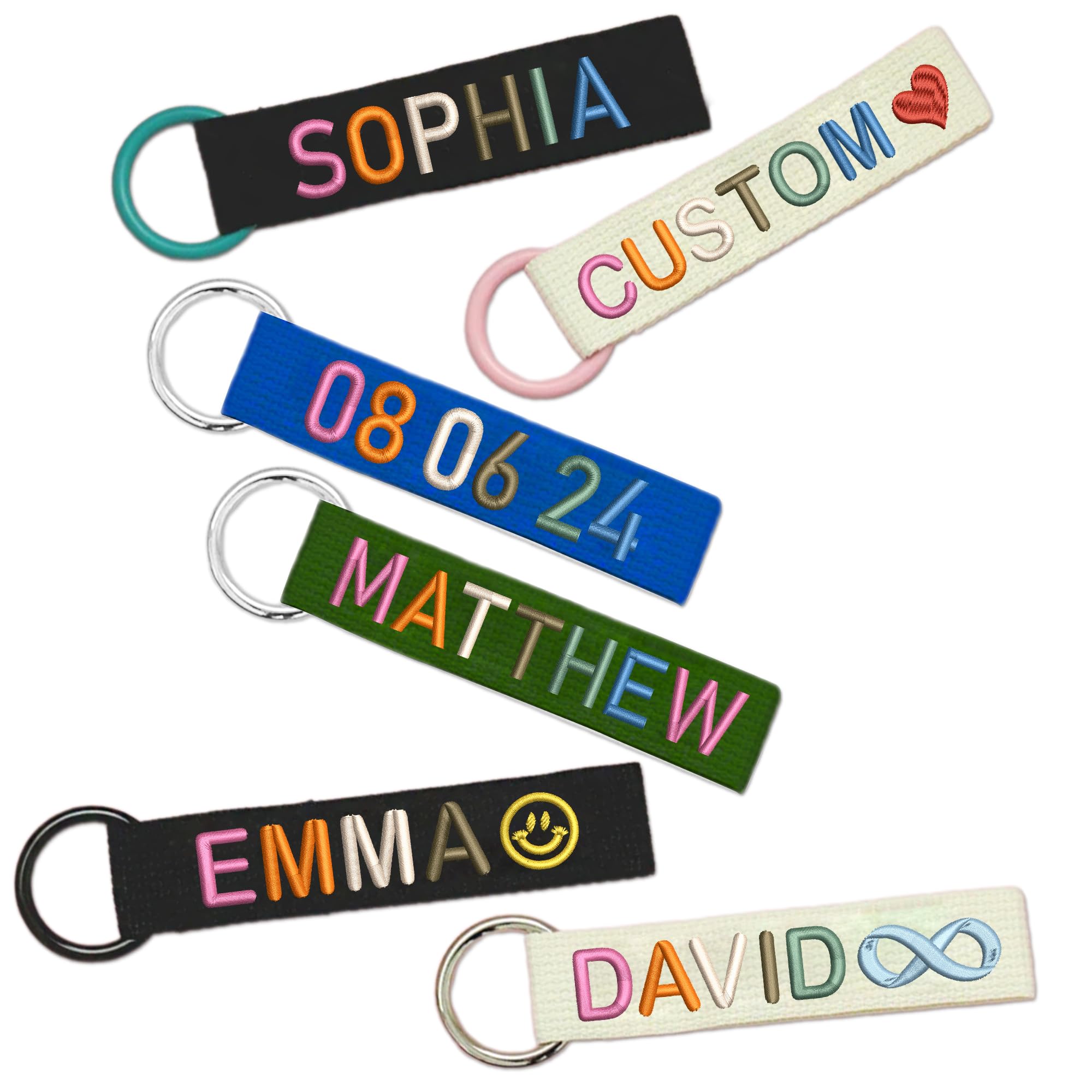 Amazon.com: Personalized Embroidered Keychain Tag, Customizable Name ...
