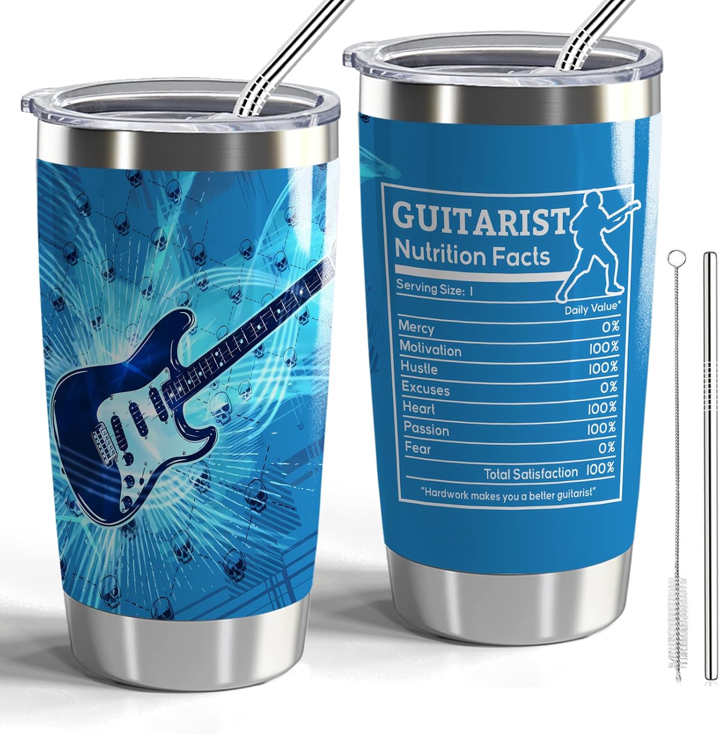 Amazon.com | Guitarist Gift Guitar 20oz Tumbler with Lid and Straw ...