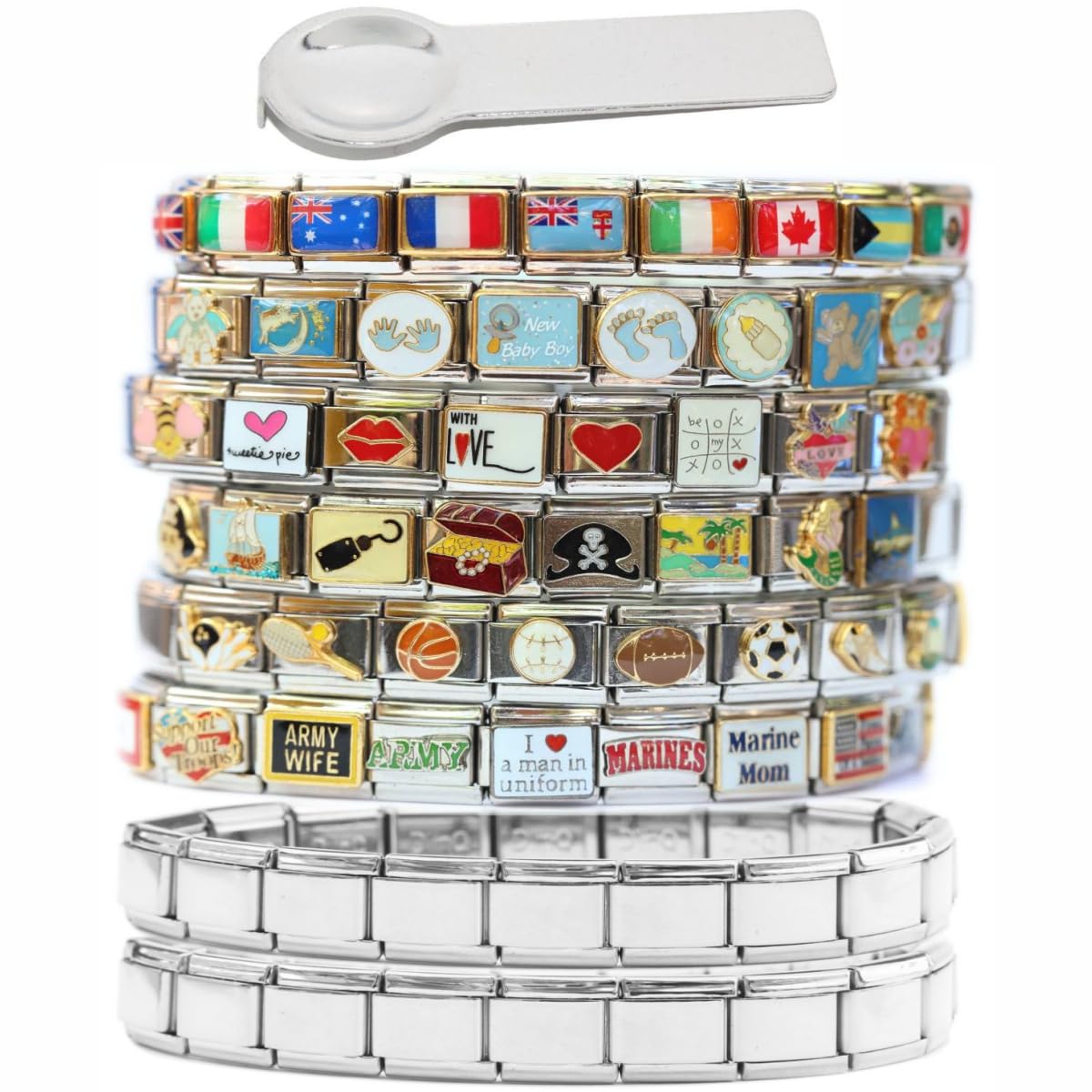 Amazon.com: Two Starter Bracelets and 70 Assorted Italian Charms plus ...