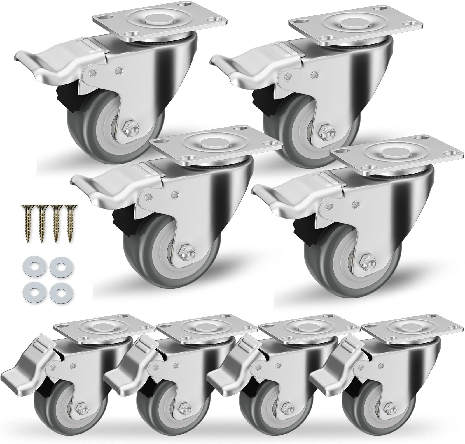 Caster Wheels, 2 inch Casters, Casters Set of 8 Heavy Duty - CLOATFET ...