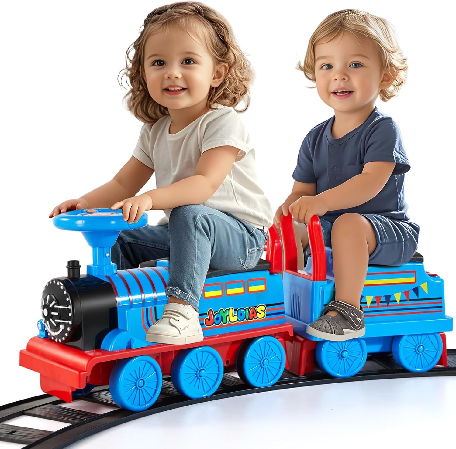 Amazon.com: JOYLDIAS Ride On Train with 16pcs Curved Tracks and ...