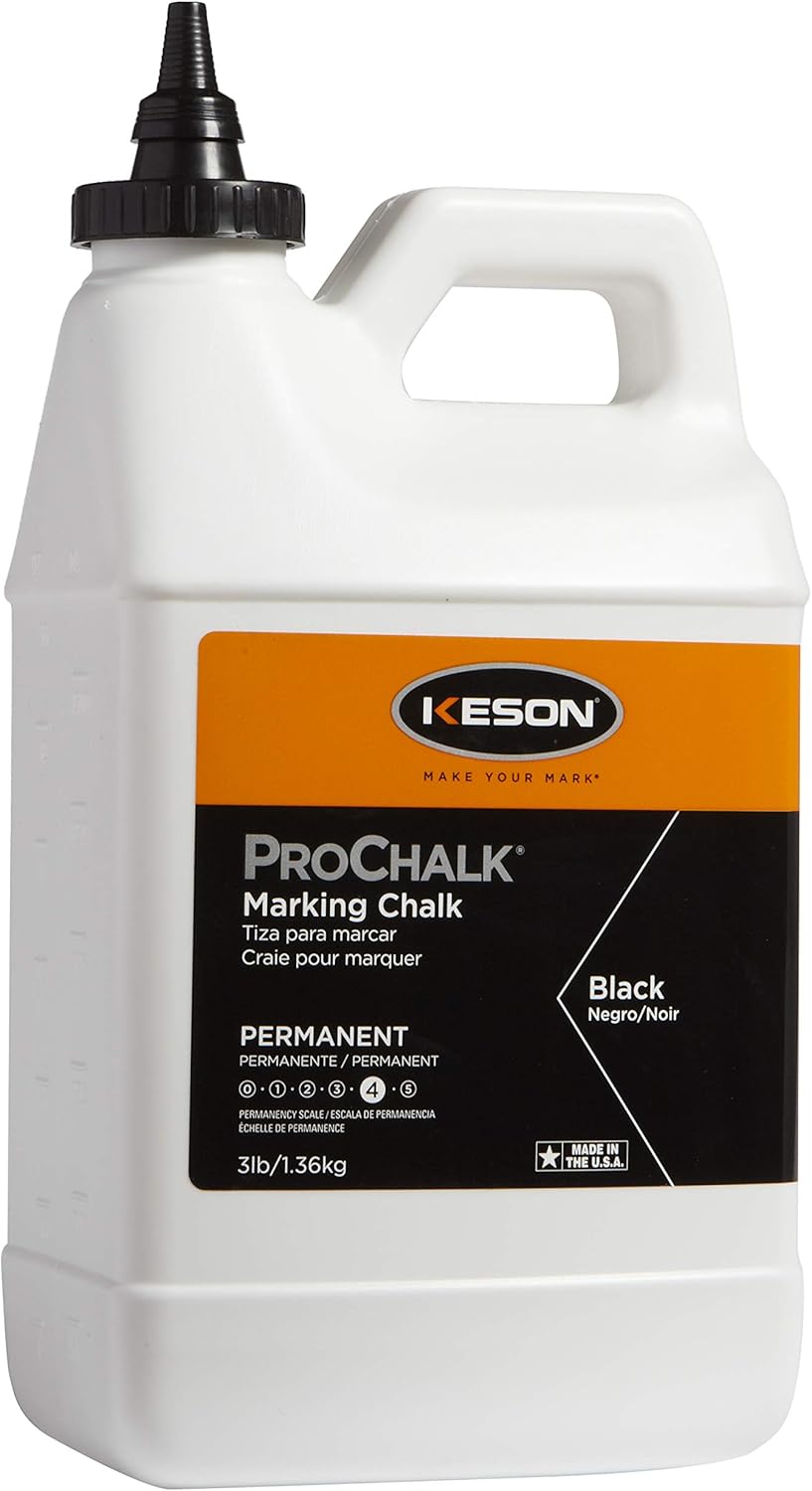 Keson PM103BLACK ProChalk Permanent Marking Chalk - Level 4, Black, 3 ...