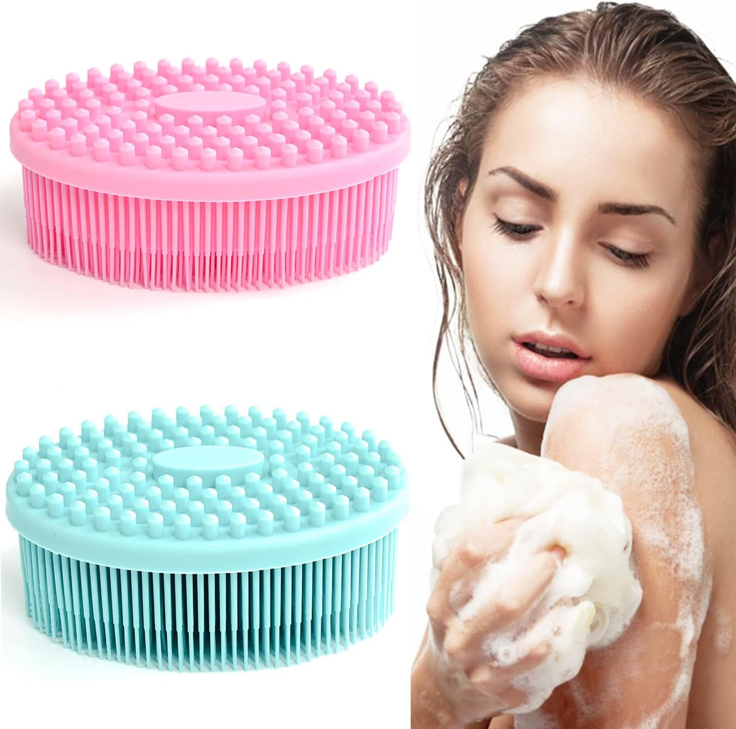 CAVLA Silicone Loofah Body Scrubber, 2 Pcs Silicone Massage Brush Bath ...