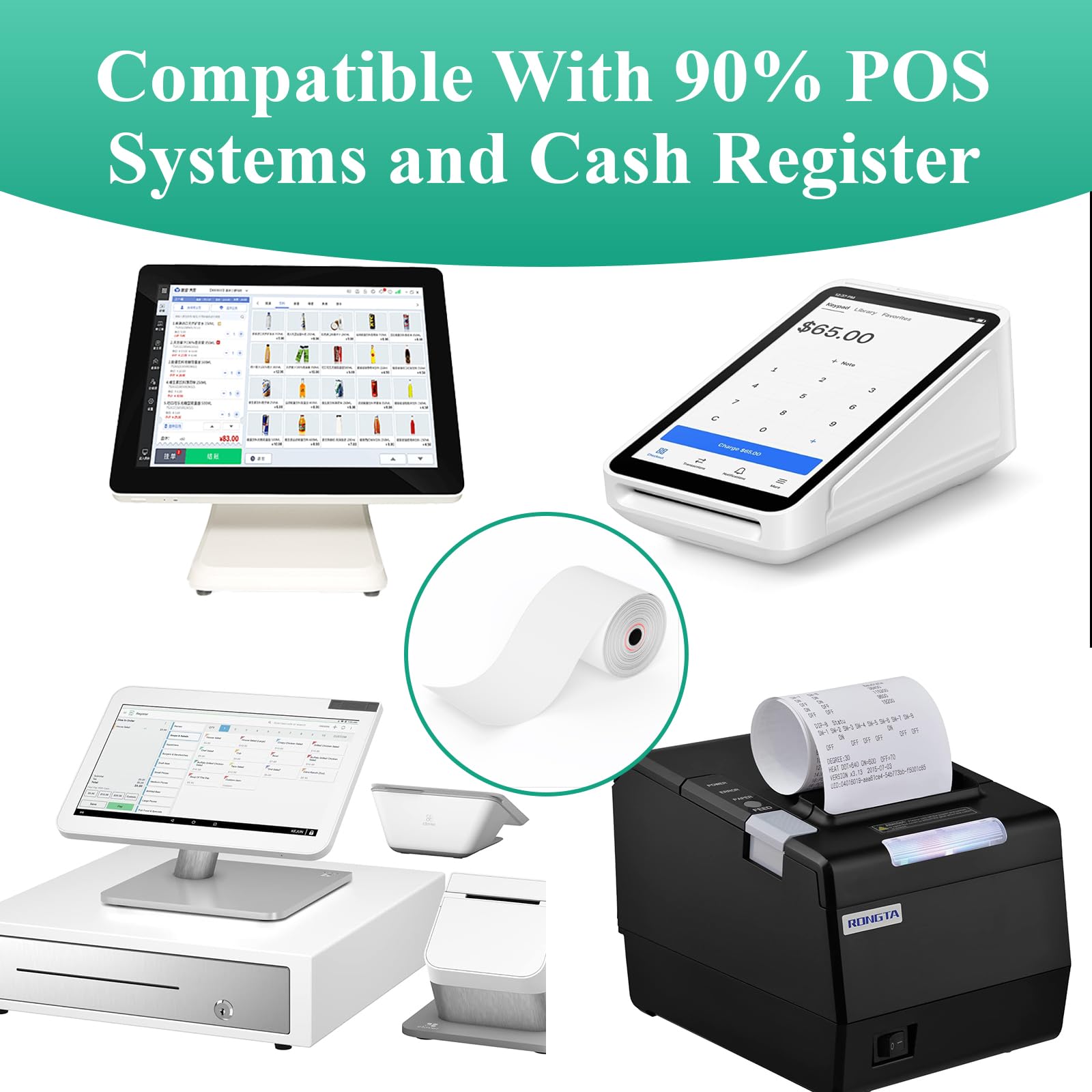 Snapklik.com : 3 1/8 X 230ft Pos Receipt Paper Rolls, Thermal Pos ...