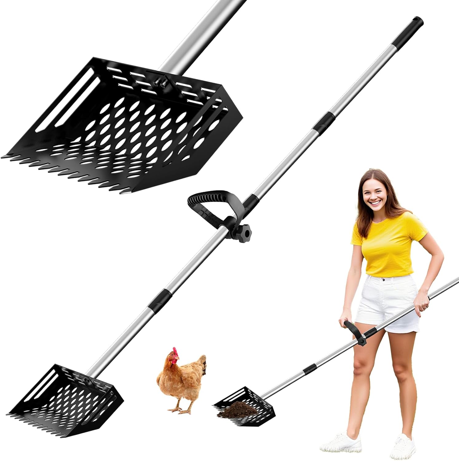Amazon.com: 2-in-1 Chicken Poop Scooper & Rake,10" Wide Metal Sand ...