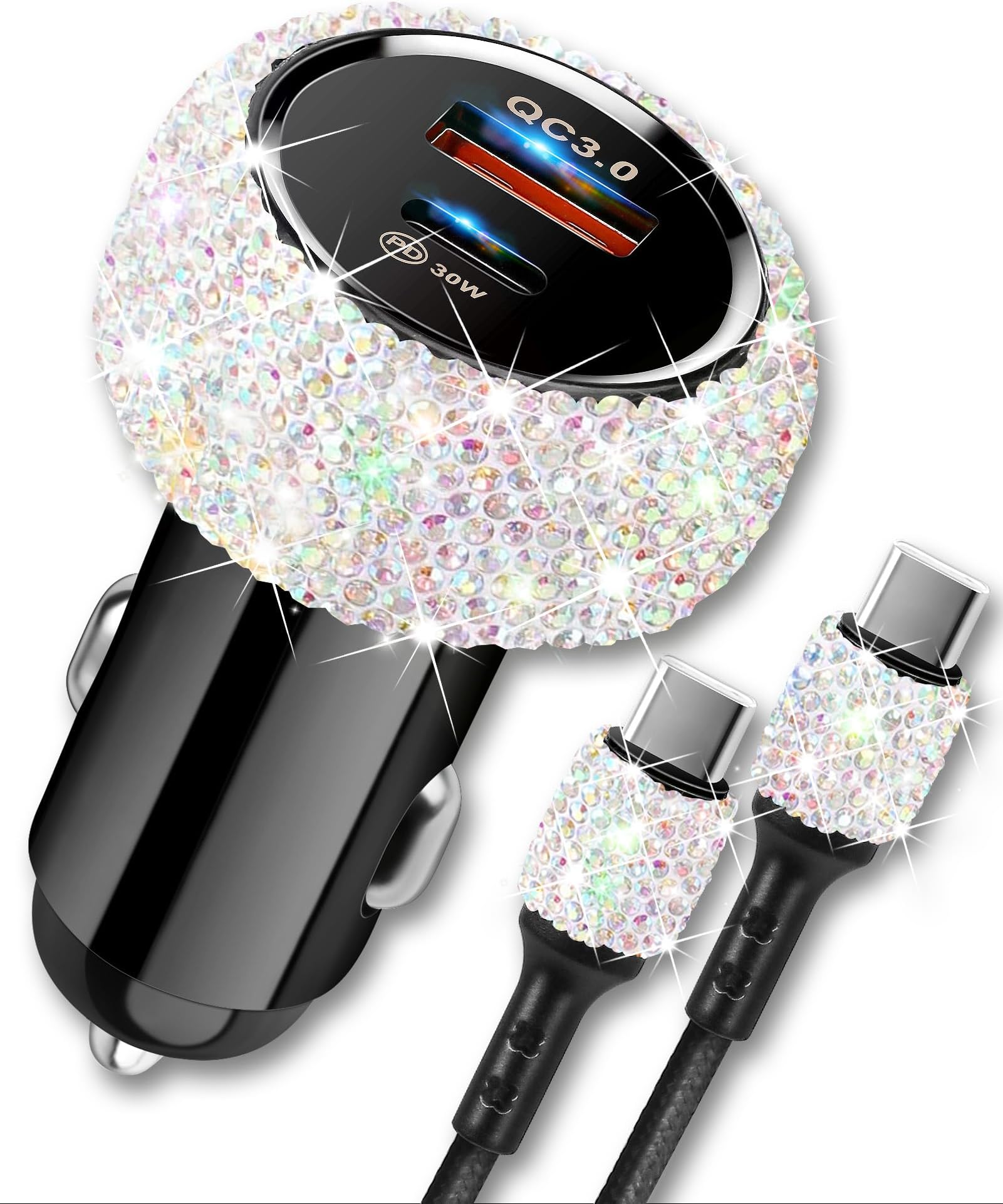 Amazon.com: Hidoer Bling USB Car Charger 5V/2.4A Multicolor Crystal ...