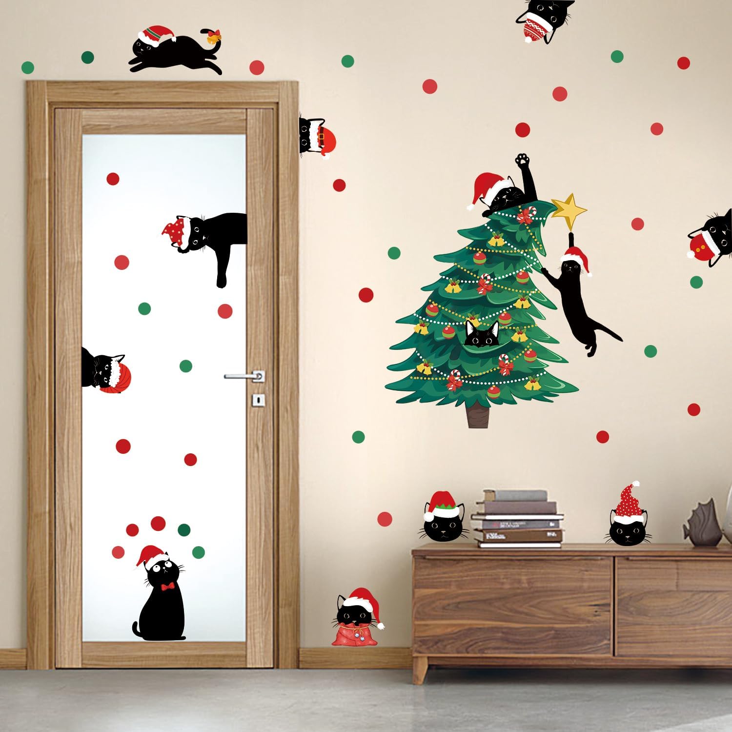 Amazon.com: TOARTI Christmas Window Clings Merry Christmas Cat Wall ...
