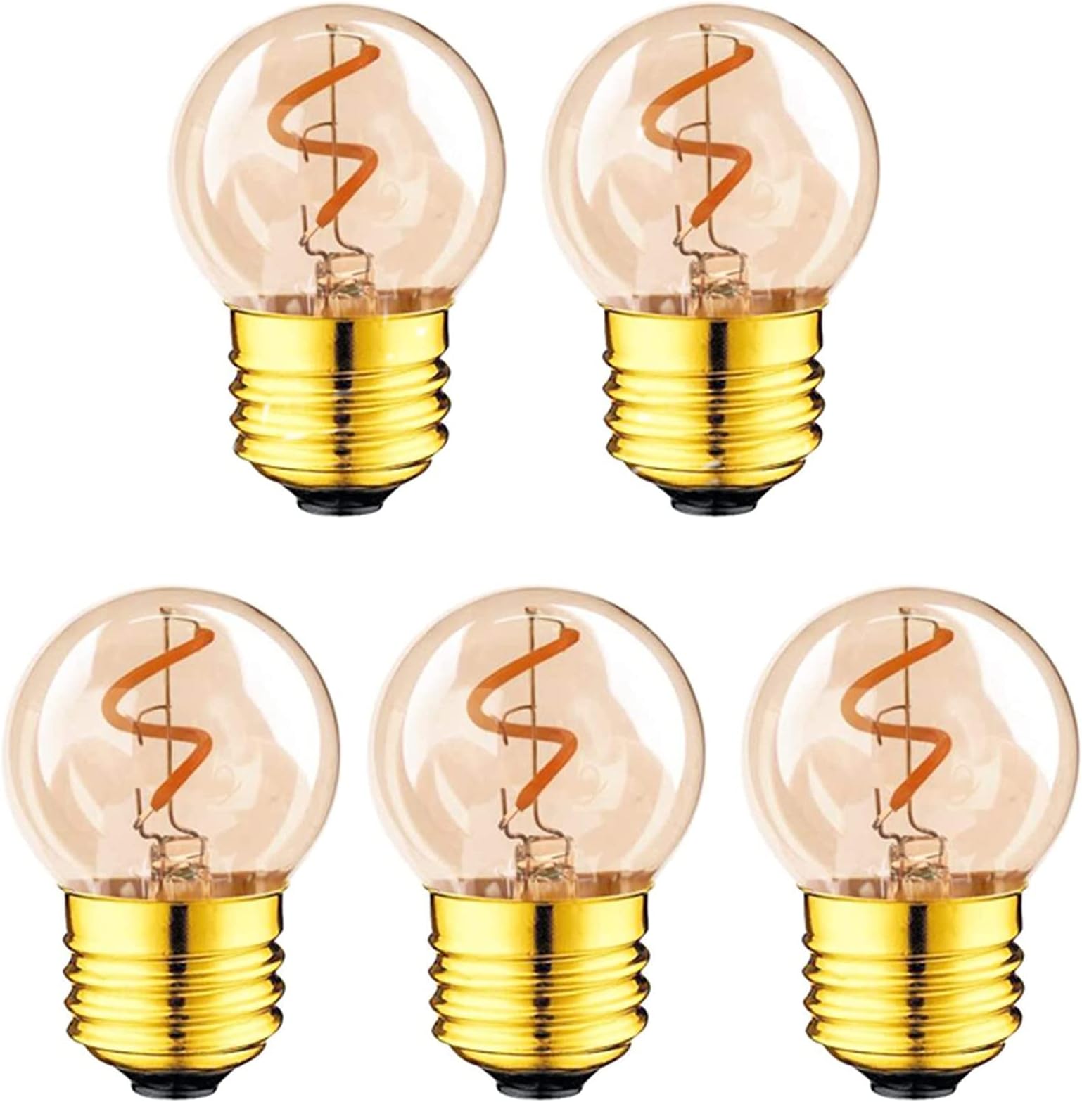 Qixivcom 2W G40 LED Filament Light Bulb Dimmable(5-Pack)- E26 Mini Led ...
