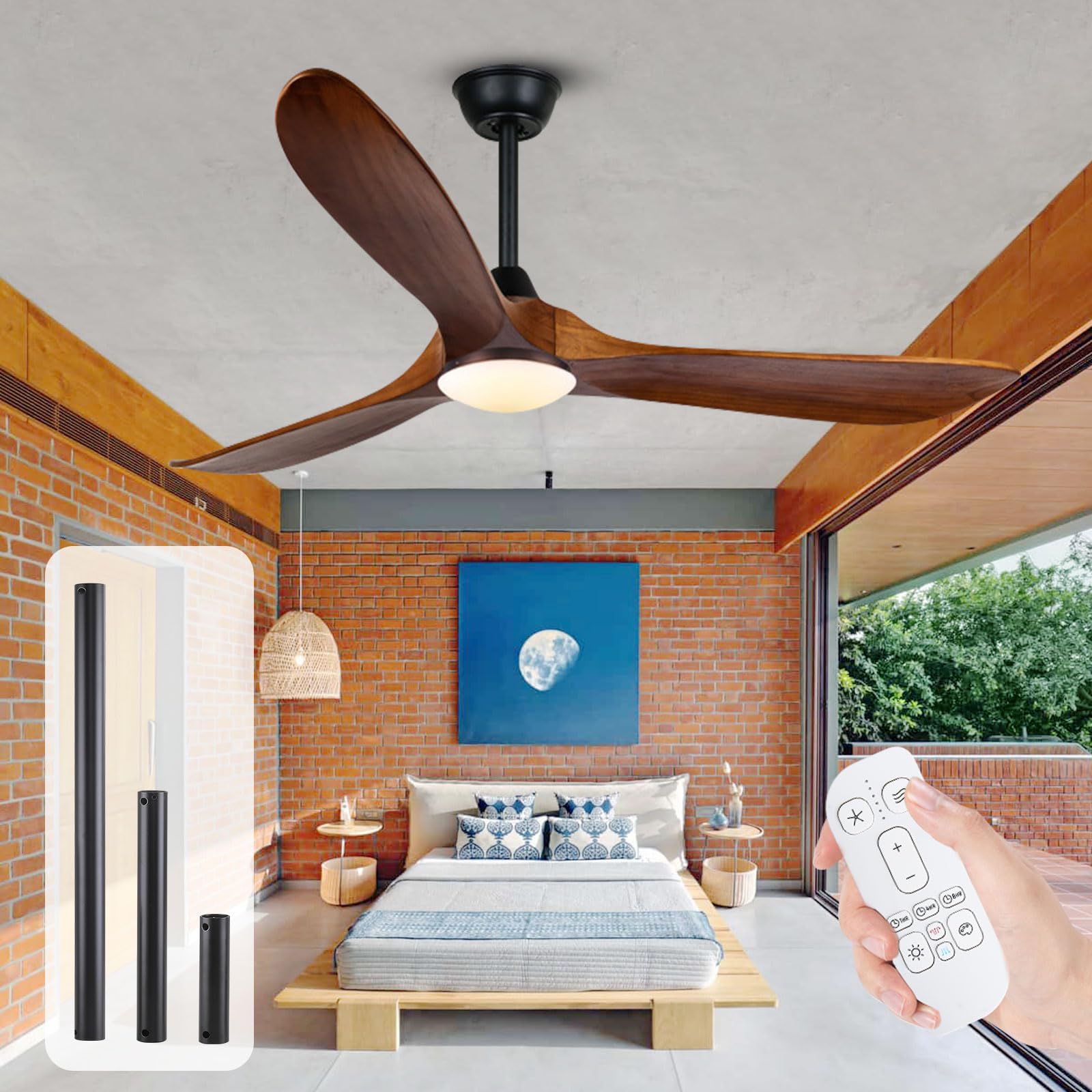 Luxury Farmhouse Rustic Reversible Ceiling Fan With Lights Depuley 60"