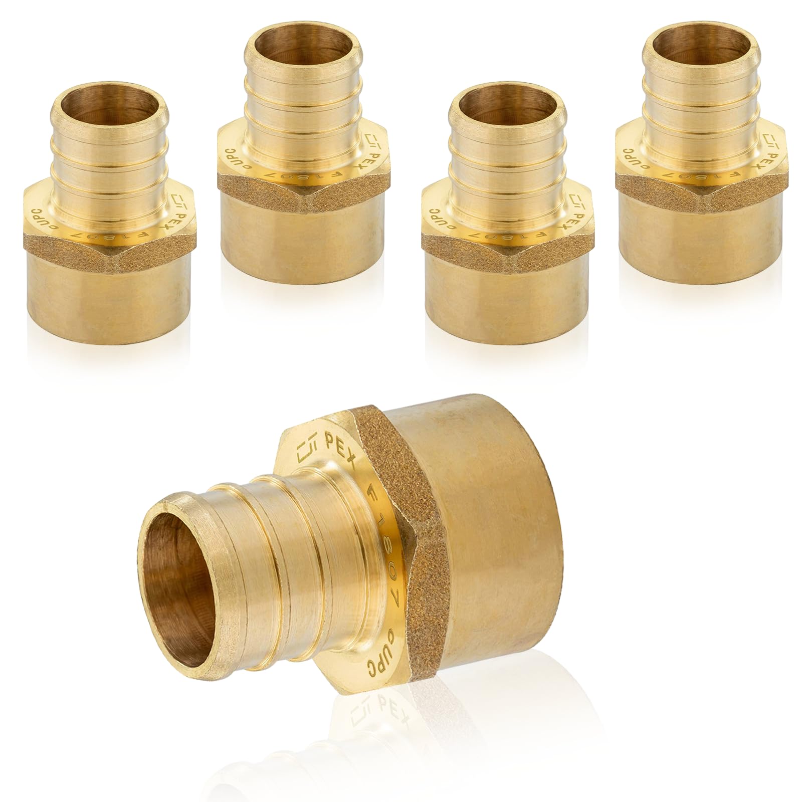 Snapklik.com : 5-Pack PEX Fittings, 3/4" PEX X 1/2" Female NPT, Brass ...