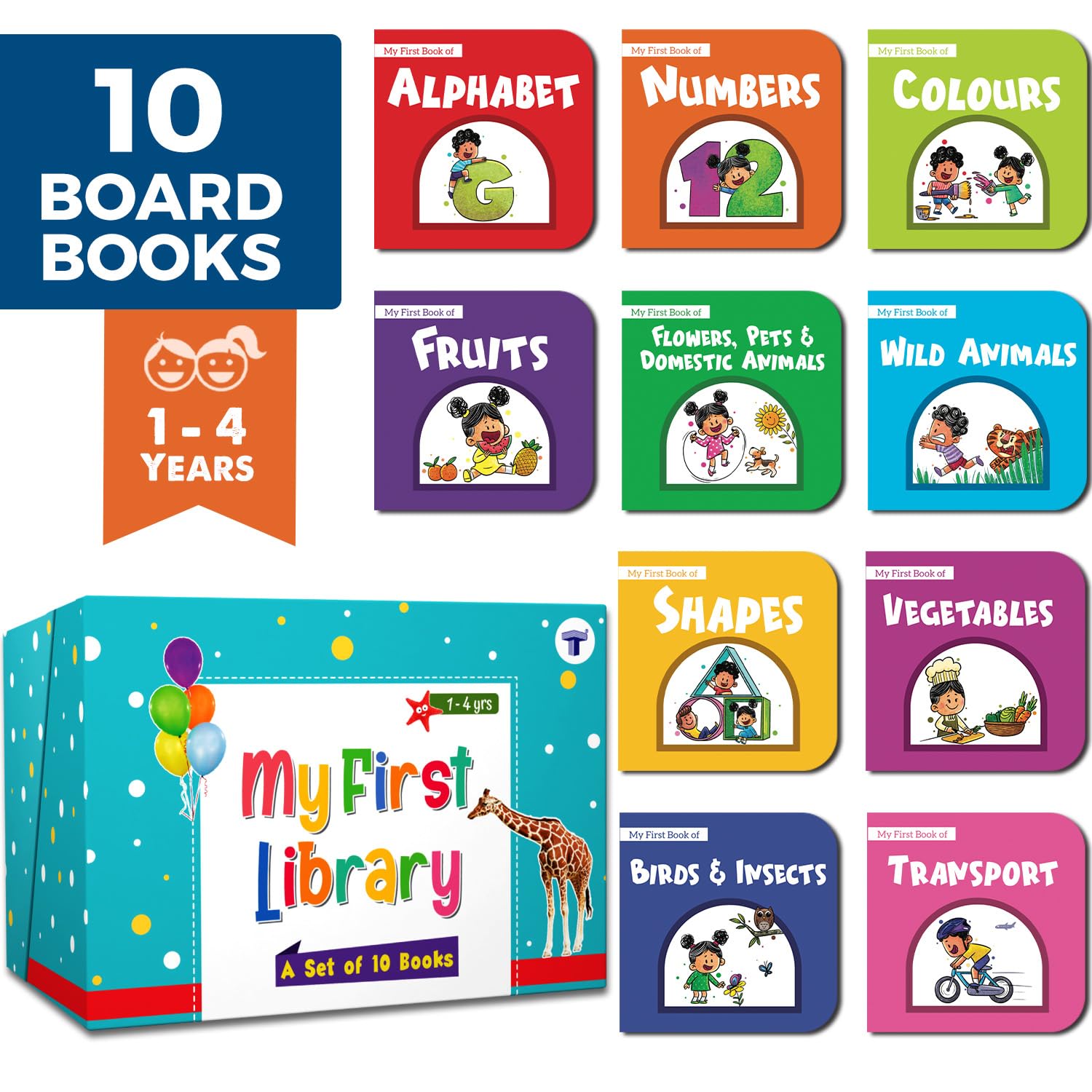 Buy My First Library Box Set of 10 Board Books for Kids | Children's ...