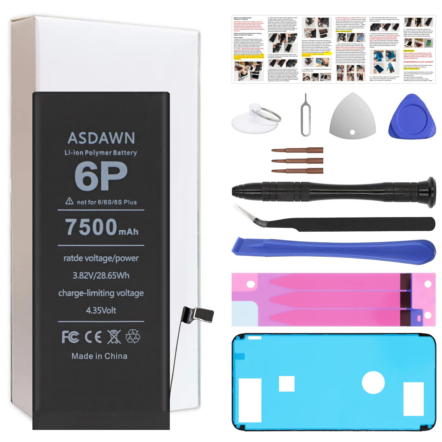 Amazon.com: ASDAWN 7500mAh Battery for iPhone 6 Plus (Not for 6/ 6s/ 6s ...