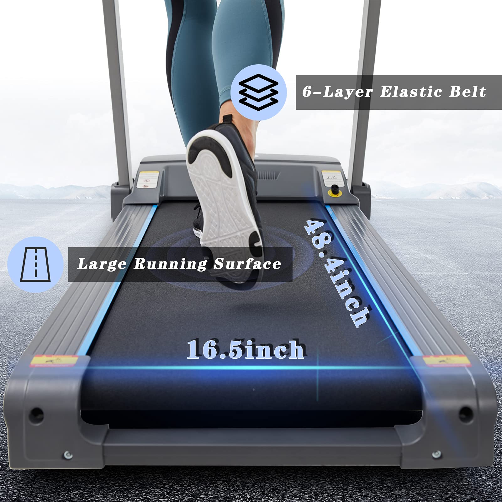 UMAY Foldable Treadmill with Incline, Portable Treadmills for Home ...