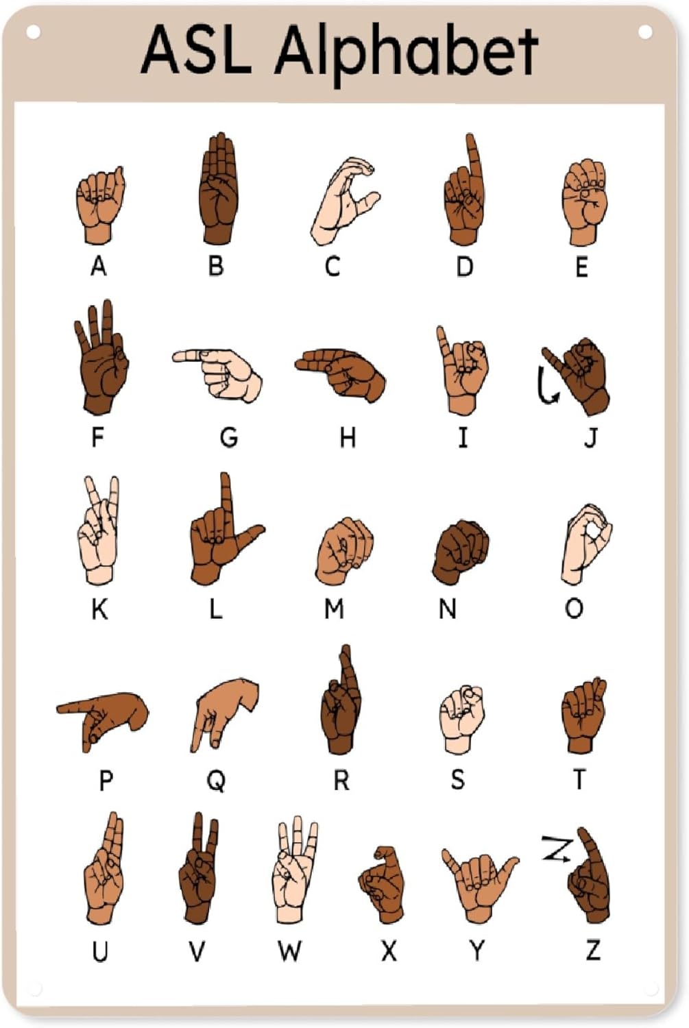 Anomadassi Asl Alphabet Poster 8 X 12 Inches Asl Alphabet Chart ...