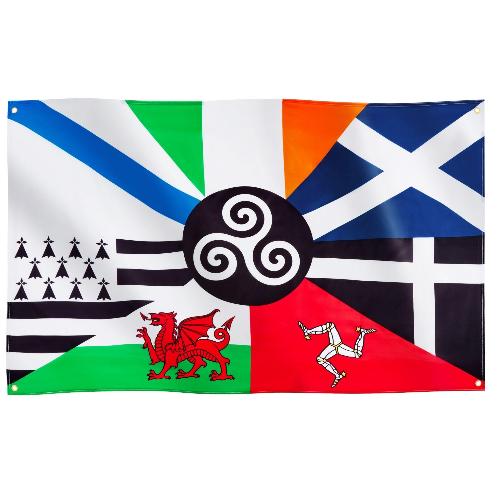 Runesol Celtic Nations Flag, 91x152cm, 3ft x 5ft, 4 Grommets, Eyelet In Every Corner, Combined ...