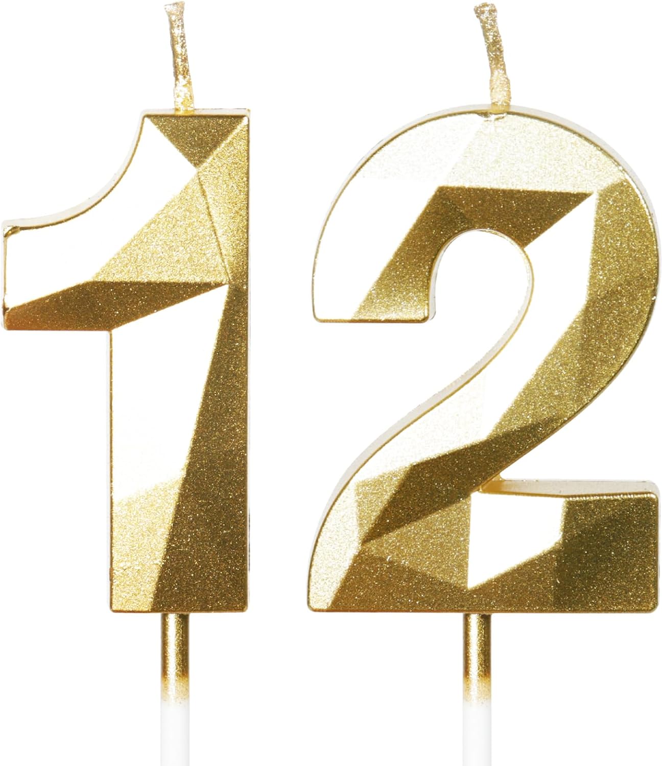 Amazon.com: Number 12 Candles,12th Birthday Candles,Gold Happy Birthday ...