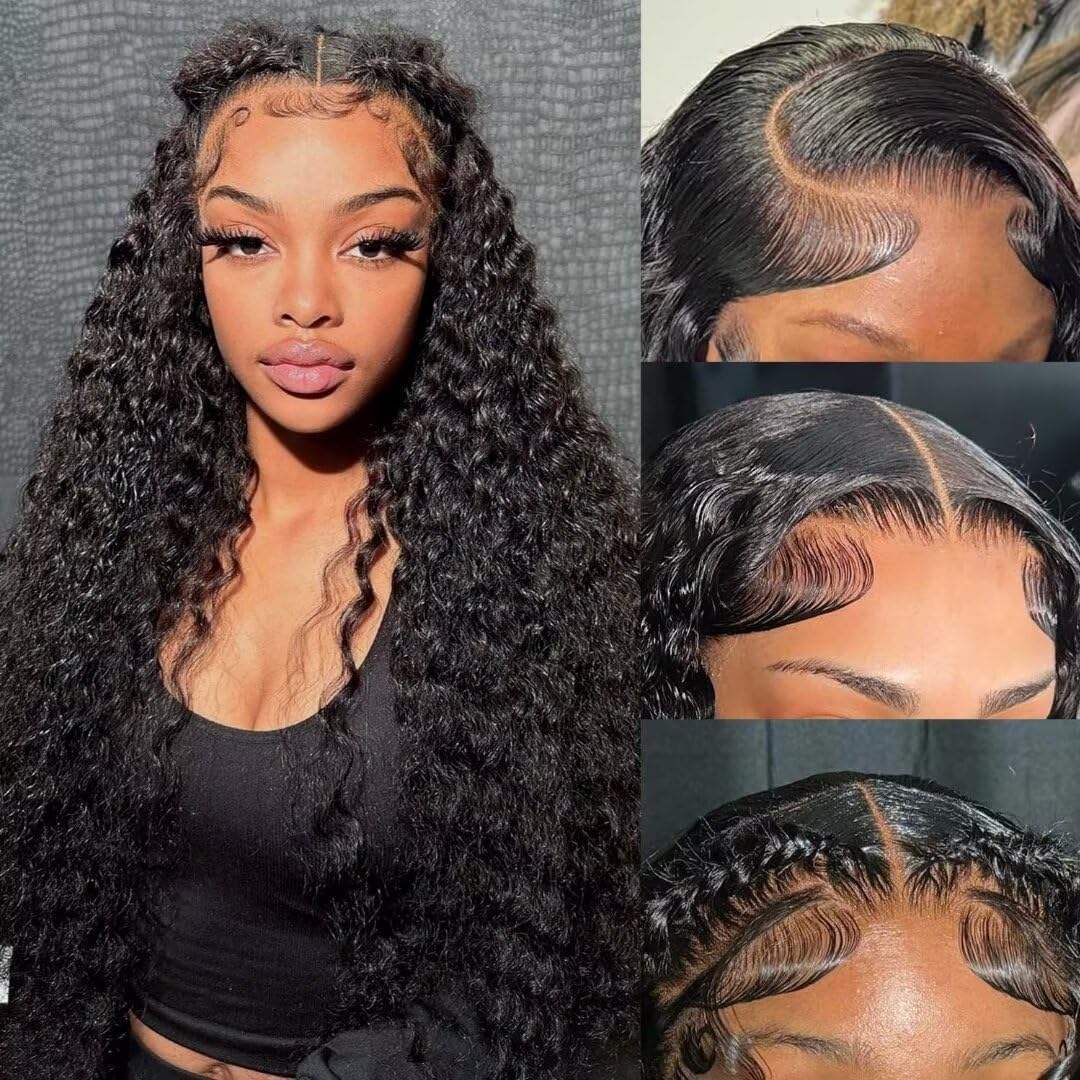 Amazon.com : Aicrelery 26 Inch 13x6 Deep Wave Lace Front Wigs Human ...
