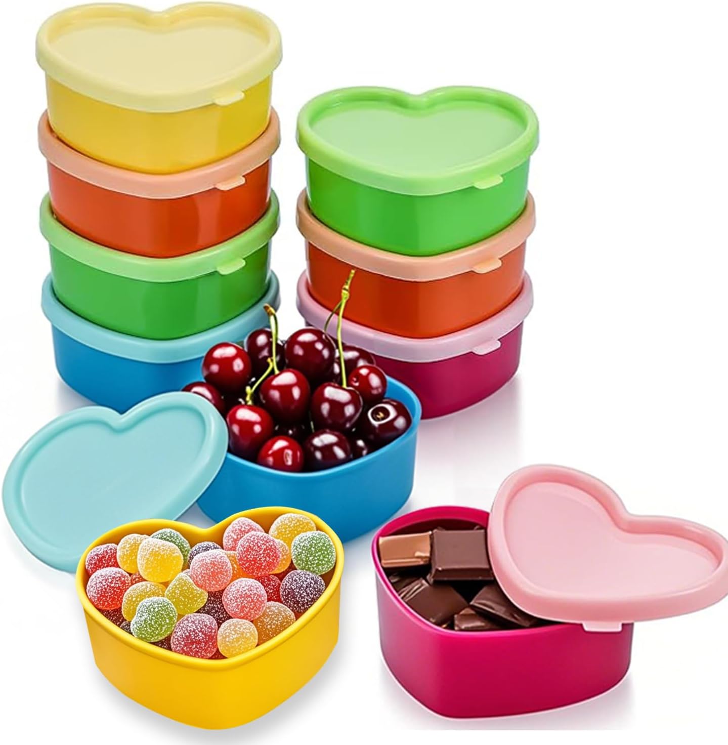 Eclovane 10Pc Small Food Containers with Lids – 90ML Heart-Shaped Snack ...