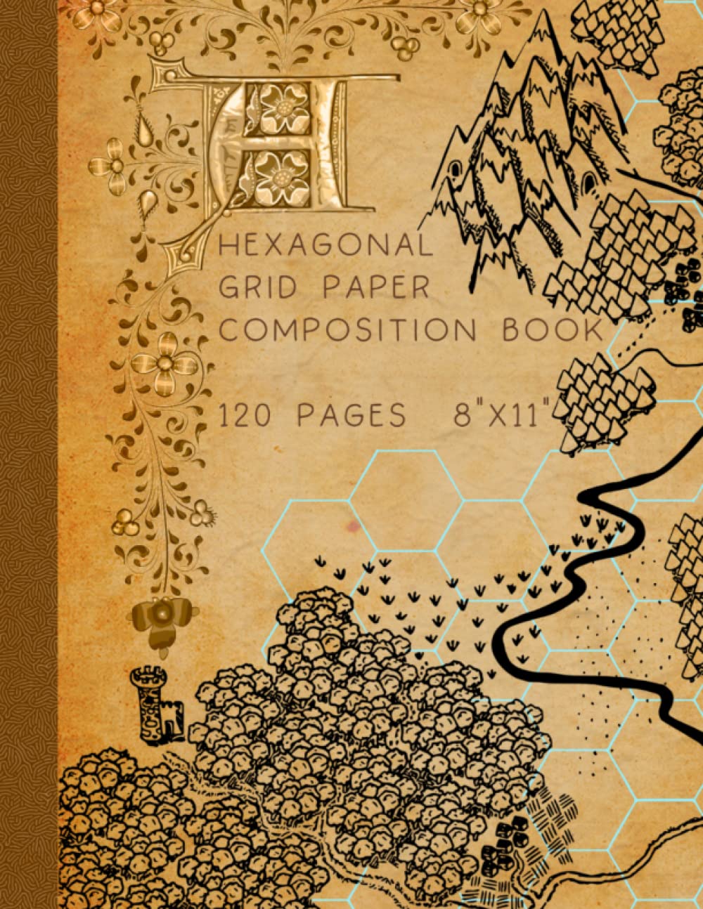 Hexagonal Grid Paper Composition Book 120 pages 8"x11" Softcover ...