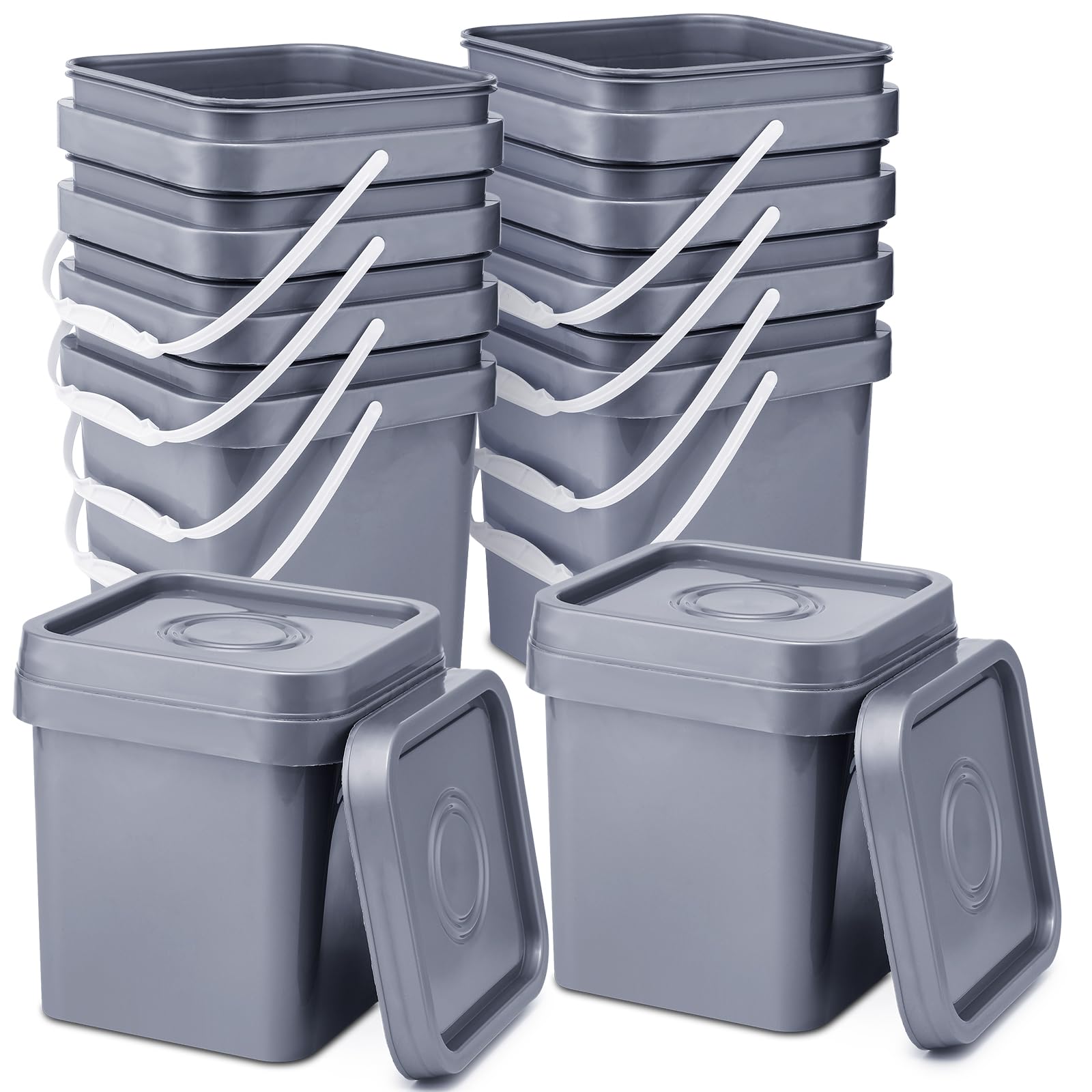 Amazon.com - Suzile 10 Pcs Food Grade Square Bucket with Lid 1 Gallon ...