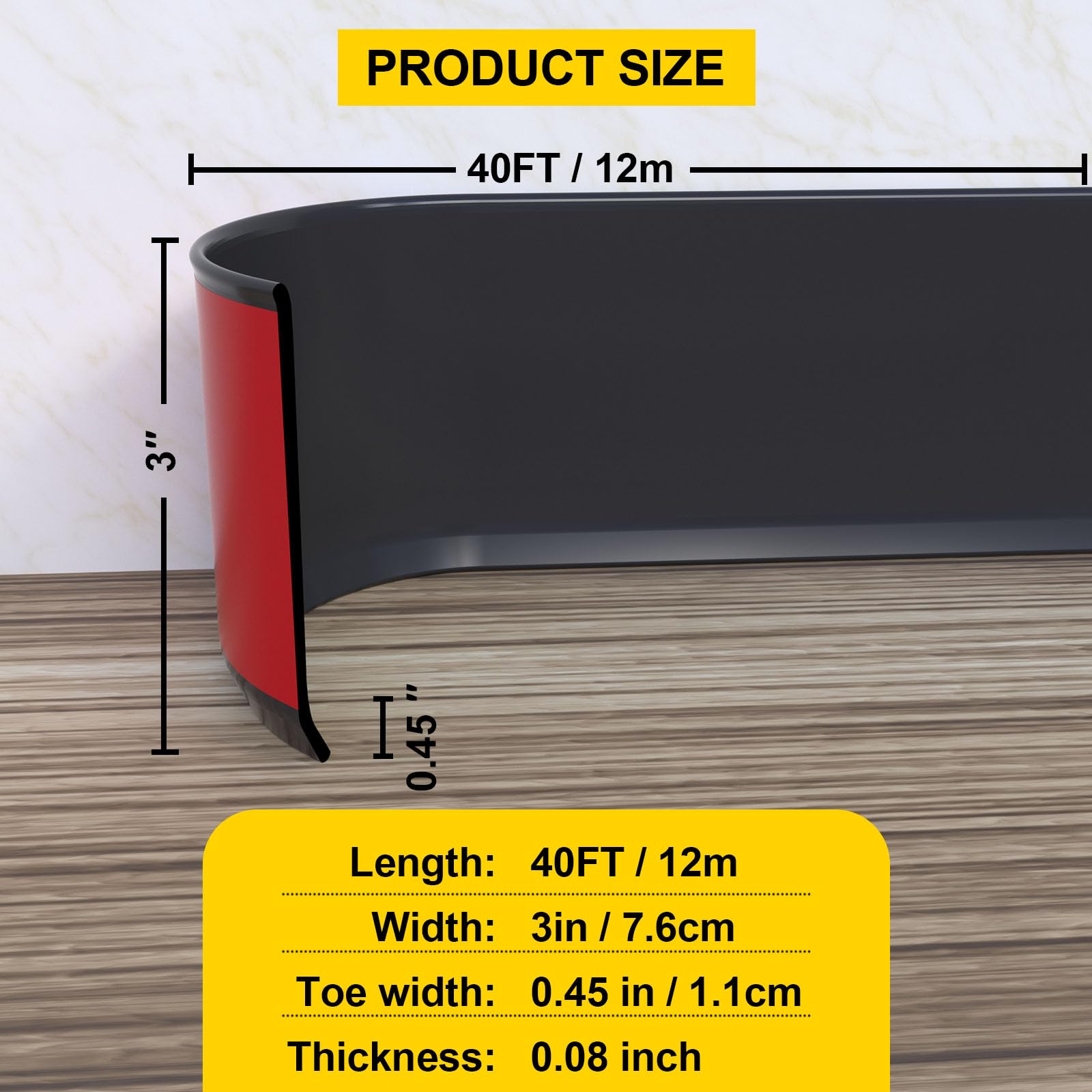 Snapklik.com : Pluden Flexible Baseboard Molding Trim, 3 Inch