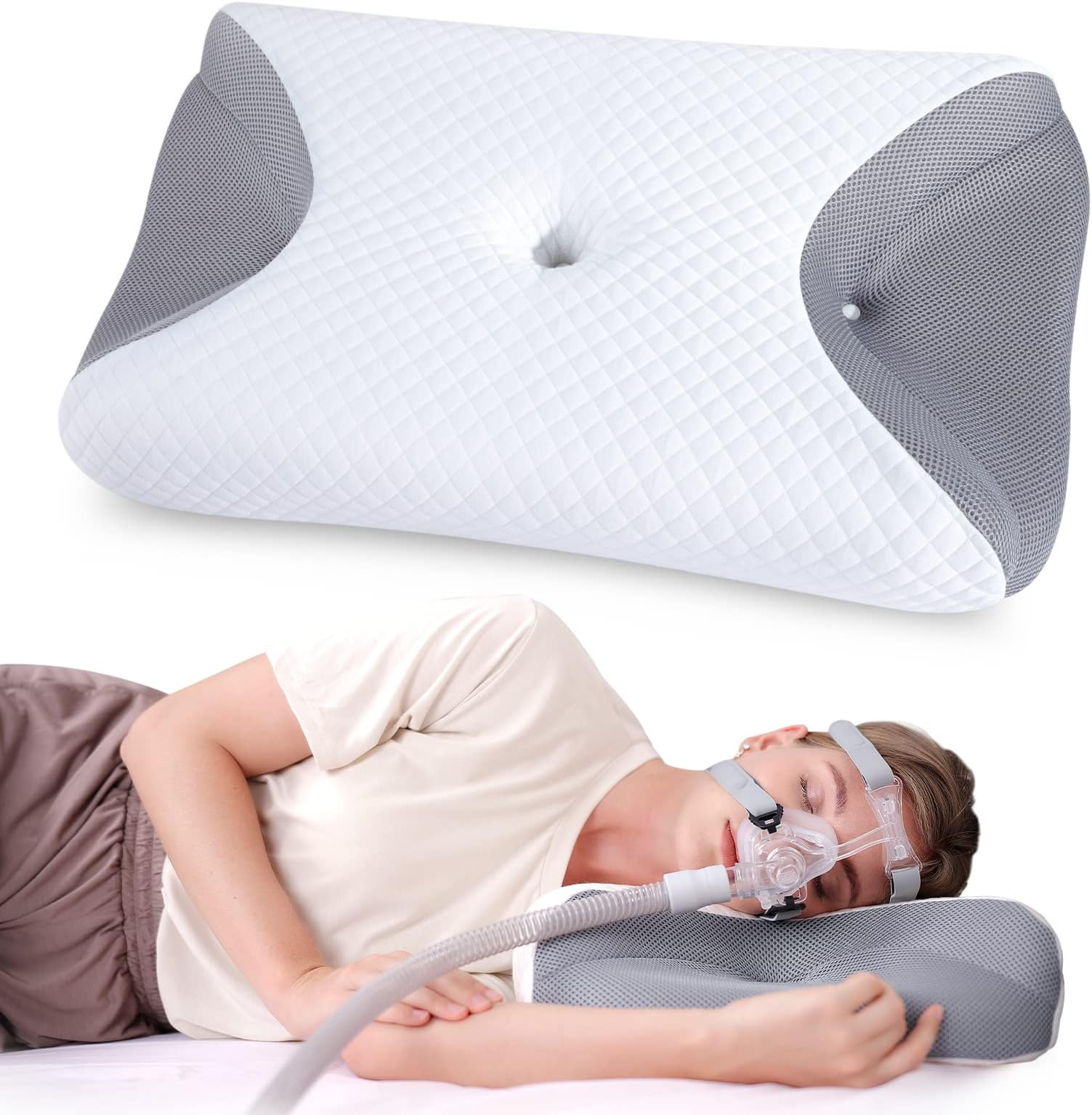 HOMCA CPAP Oreiller Cervical en Mousse à Mémoire de Forme Réduit la Pression du Masque Facial et ...