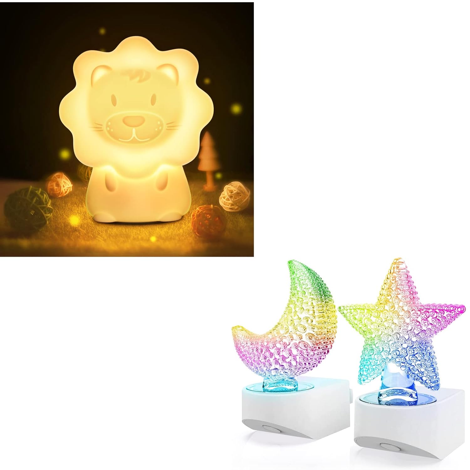 Amazon.com: Paint Free Silicone Lion LED Nightlight & 2packs RGB Color ...