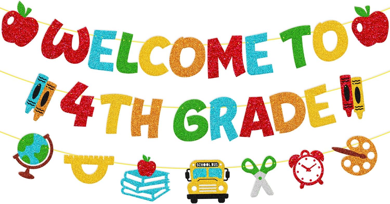 Amazon.com: Welcome to 4th Grade Banner First Day of 4th Grade Banner ...