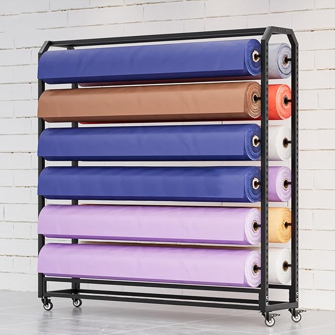 Amazon.com: Commercial Fabric Roll Storage Rack with Adjustable Hanging ...