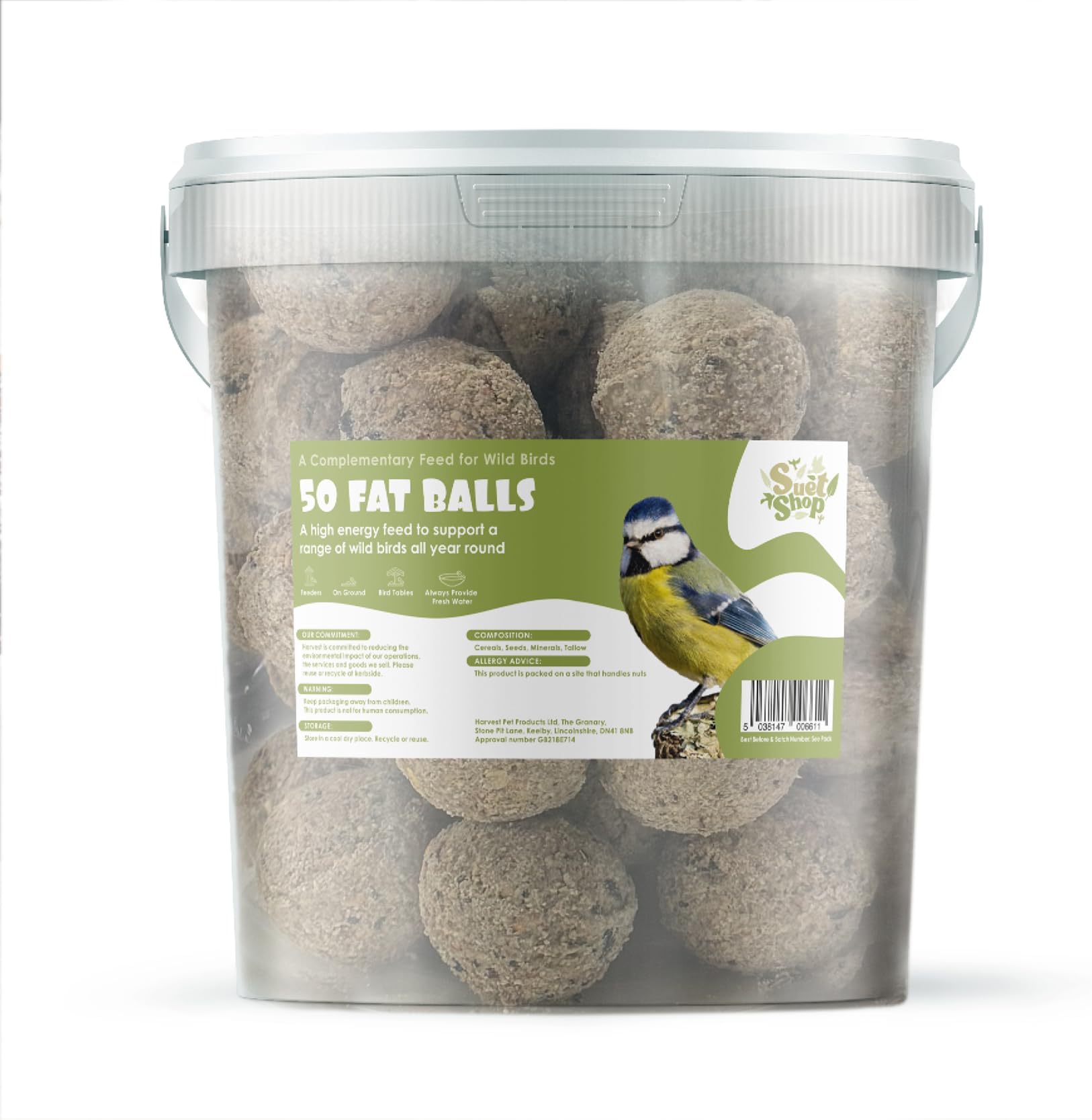 Garden Ting Premium Suet Fat Balls for Wild Birds, 3 Litre Tub, black ...