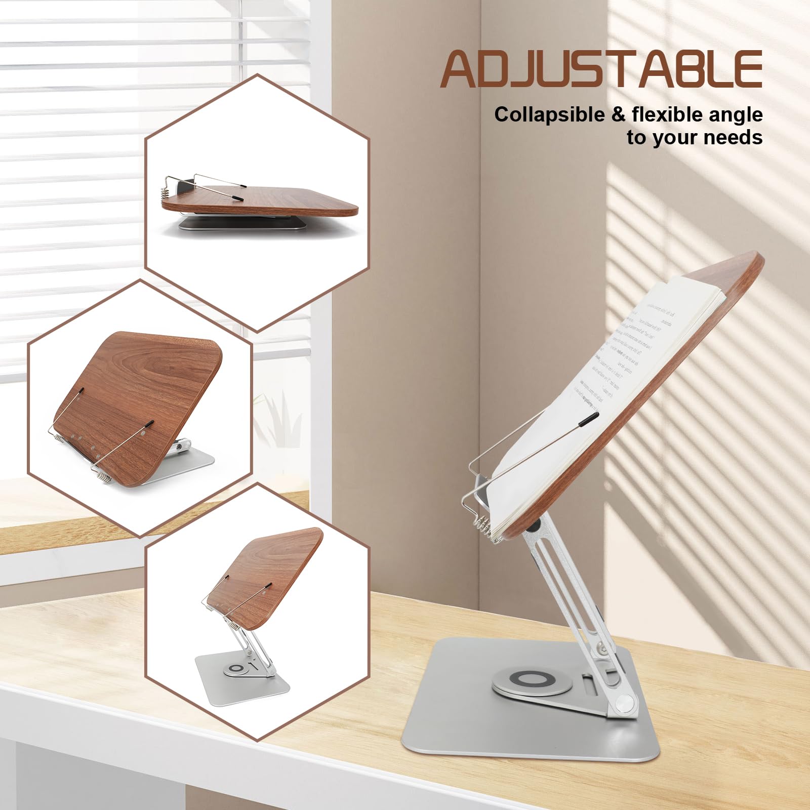 Snapklik.com : Book Stand For Reading, Adjustable Book Holder For Desk
