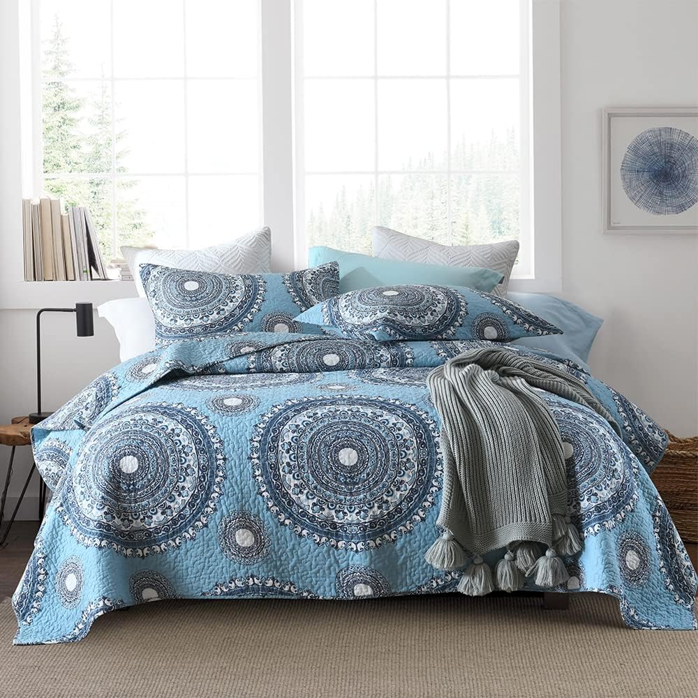 Amazon.com: ENASAL Cotton Bedspread Quilt Sets, Reversible Bedding ...