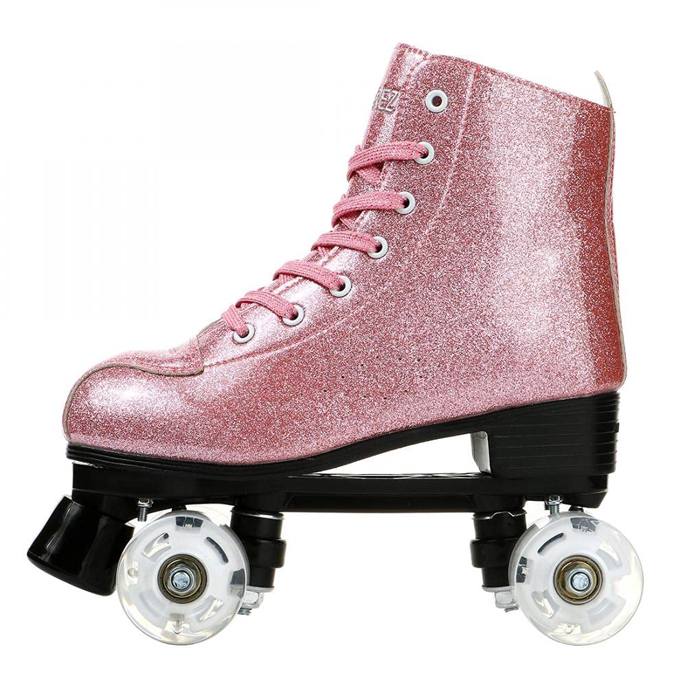 Roller Skates for Women Men Shiny PU Leather High-top Roller Skate ...