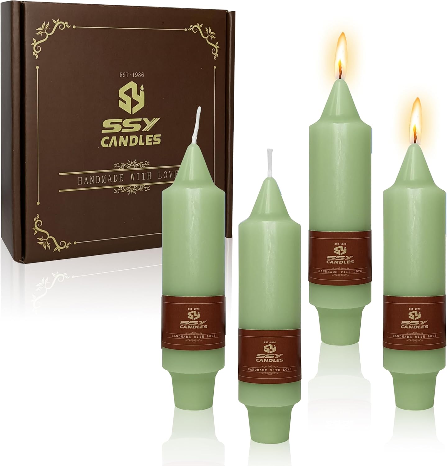 Amazon.com: Green Short Taper Candle Candle Sticks, 5 Inch Mini Pillar ...