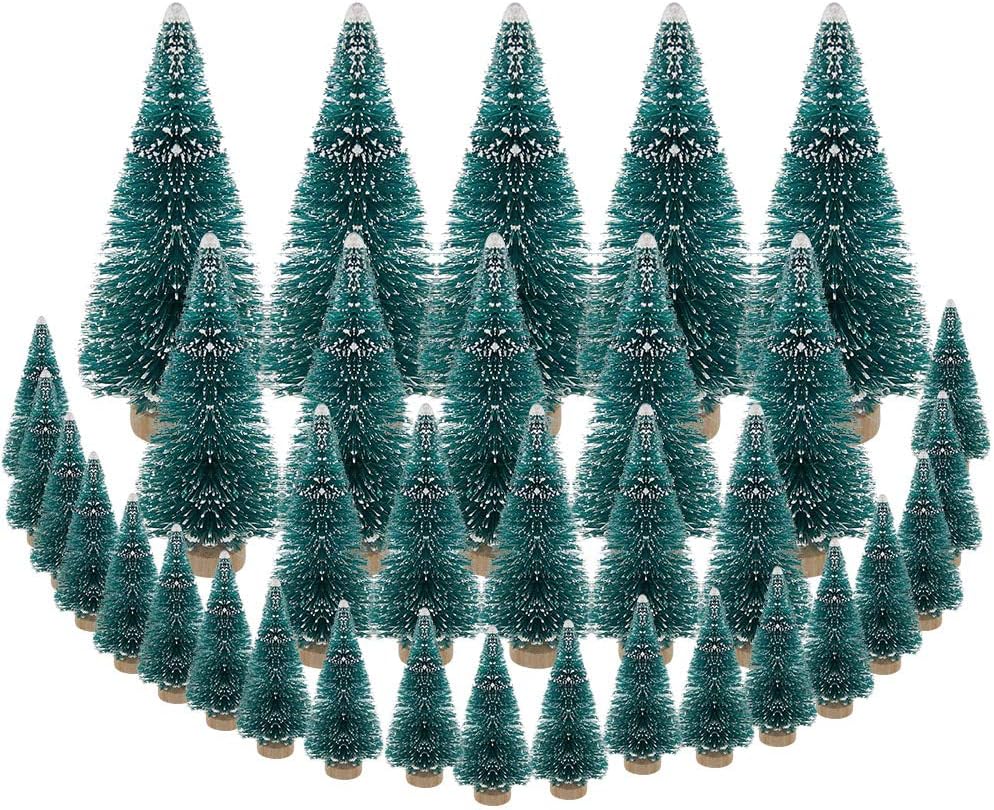 Amazon.com: DECARETA 35 PCS Sisal Trees Mini Green Bottle Brush Trees ...