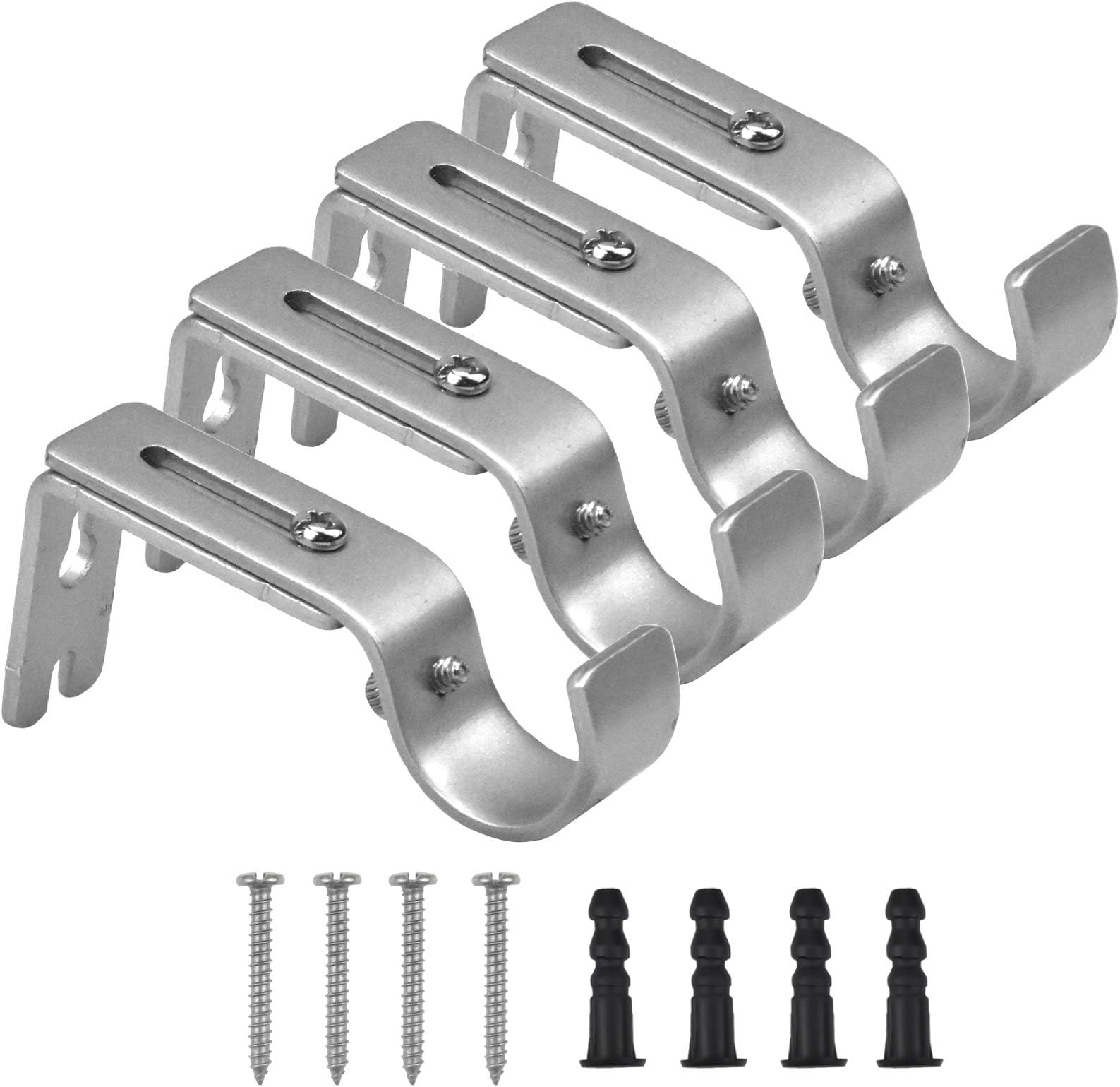 Fodlon Curtain Rod Brackets Set, 3Pcs Adjustable Heavy Duty Metal ...