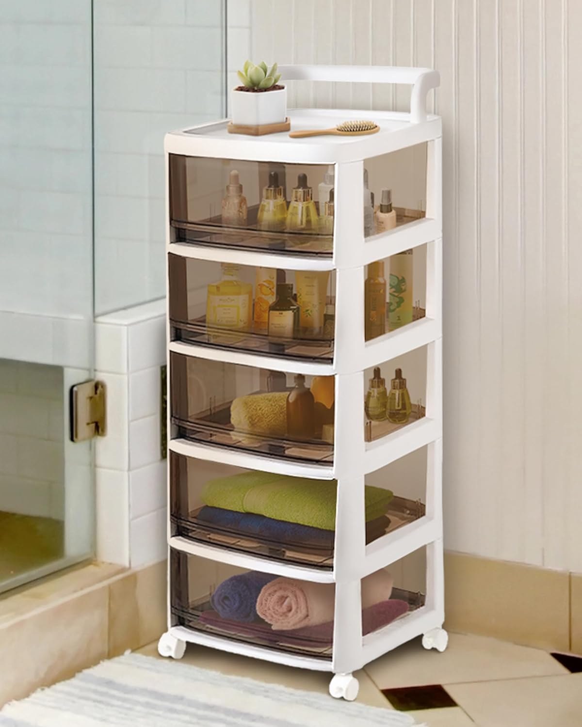 Froppi Pre-Assembled Plastic Storage Drawers on Wheels | 5-Drawer ...