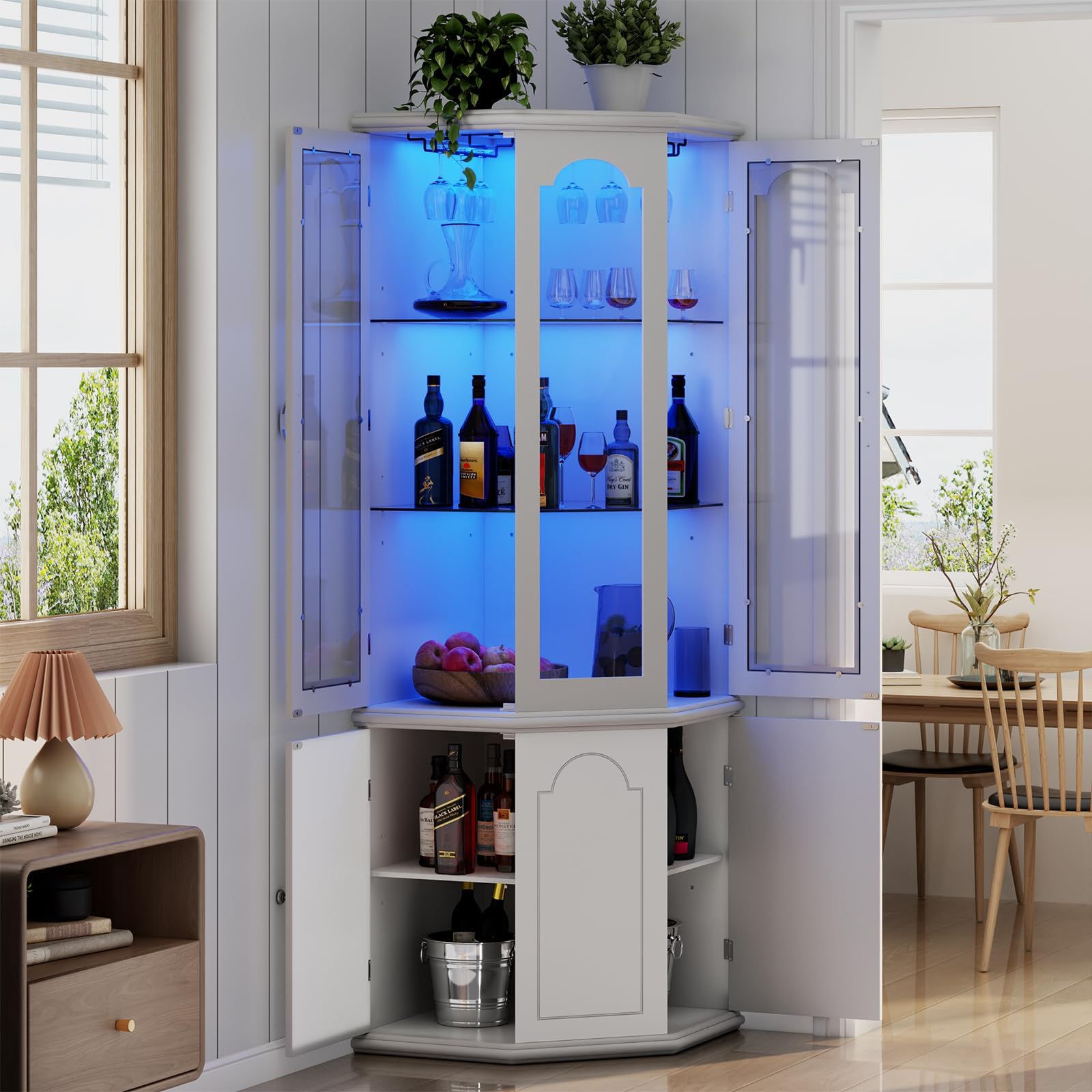 Amazon.com: OKD Corner Bar Storage Cabinet, 72" Tall Farmhouse Wine Bar ...