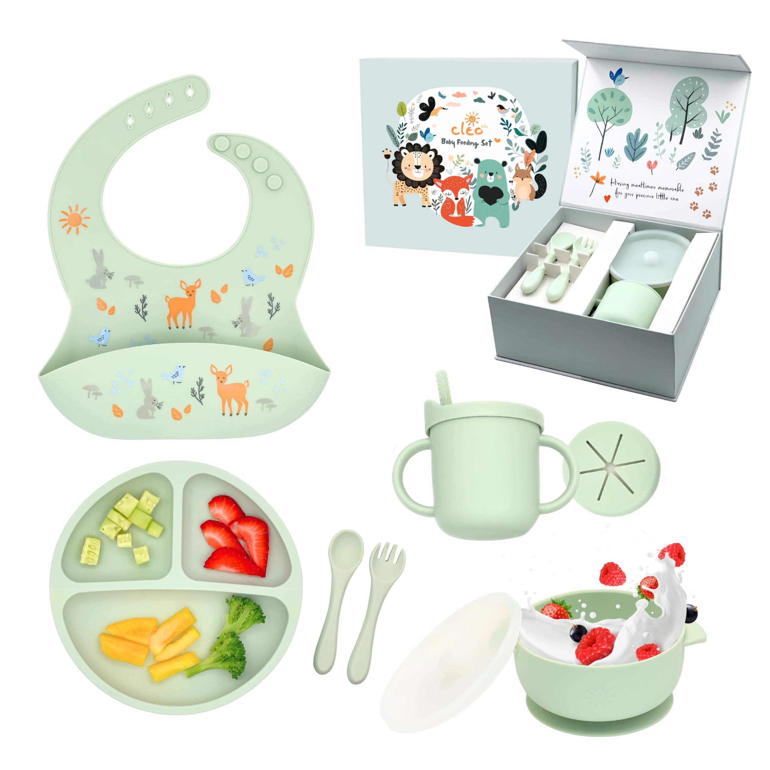 Amazon.com: CLEOBABY Sustainable Baby Feeding Set Gift with Adorable ...