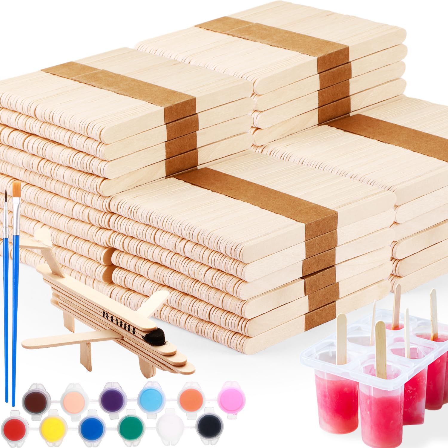 Amazon.com: 2000 Pcs Popsicle Sticks for Crafts, 4.5 Inch Craft Sticks ...