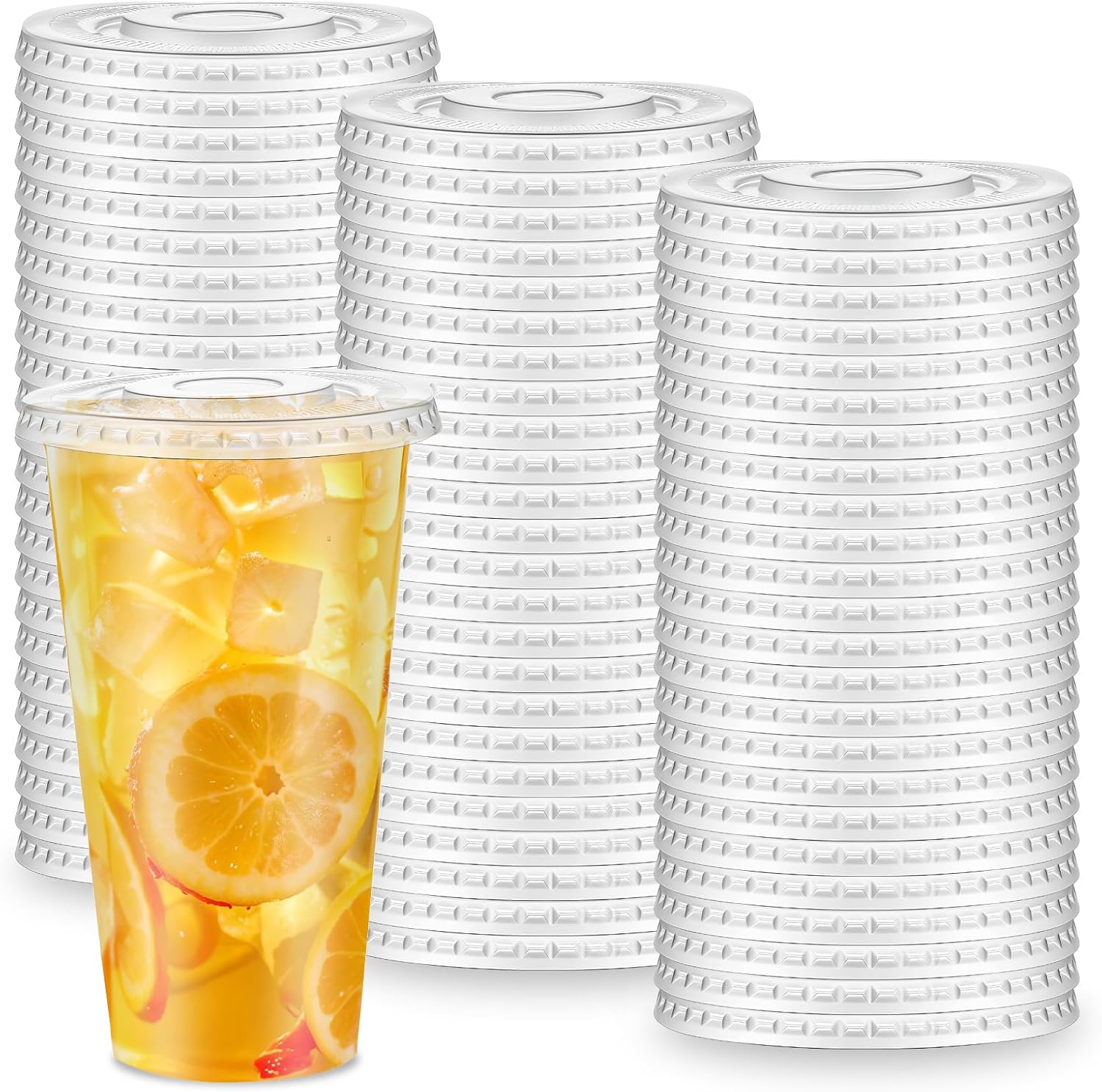 Amazon.com: SHENLIU 200 Pcs Clear Flat Lids, Plastic Disposable PET Cup ...