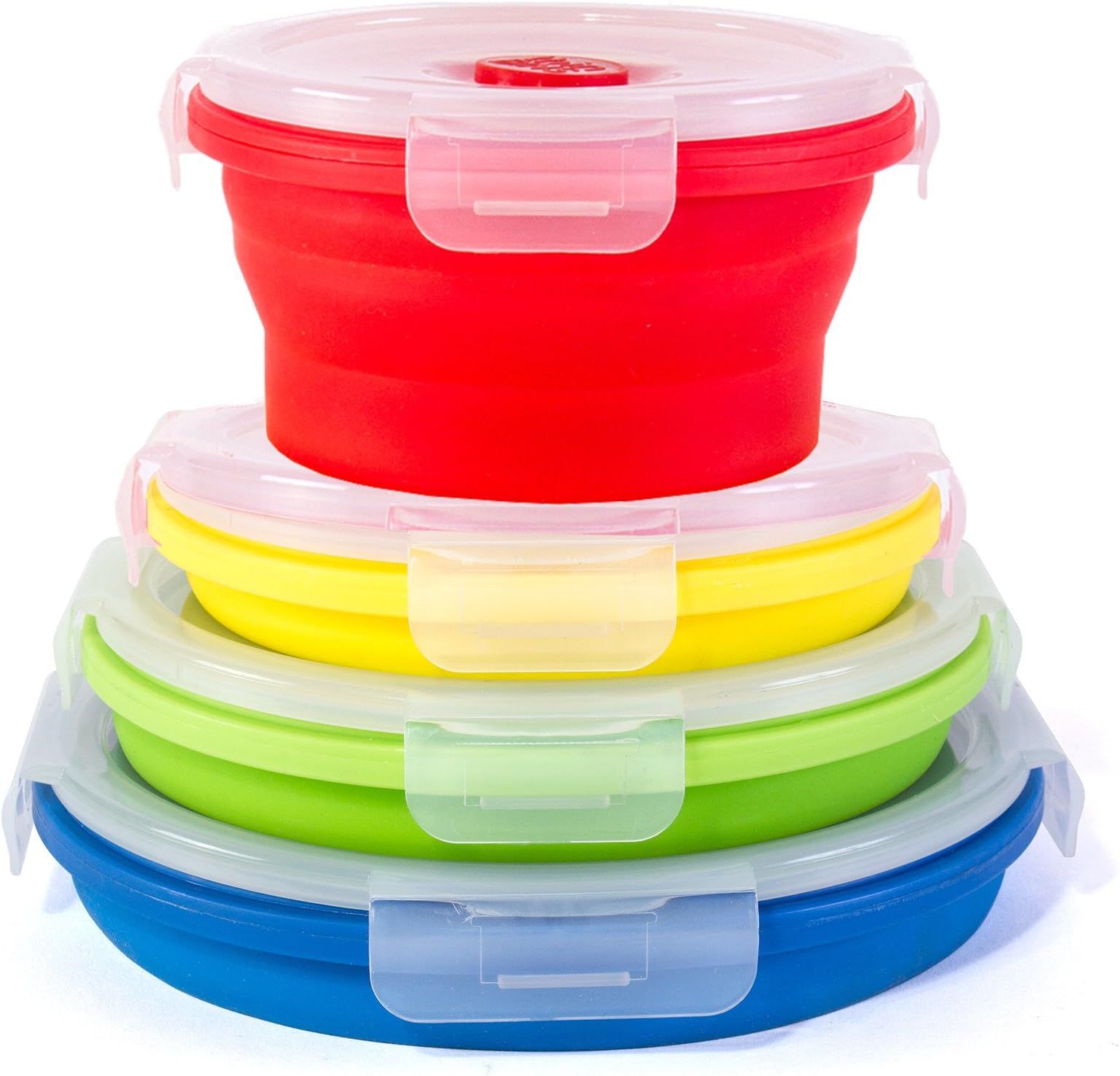 Amazon.com: Round Collapsible Locking Lid Food Storage Containers - 8 ...
