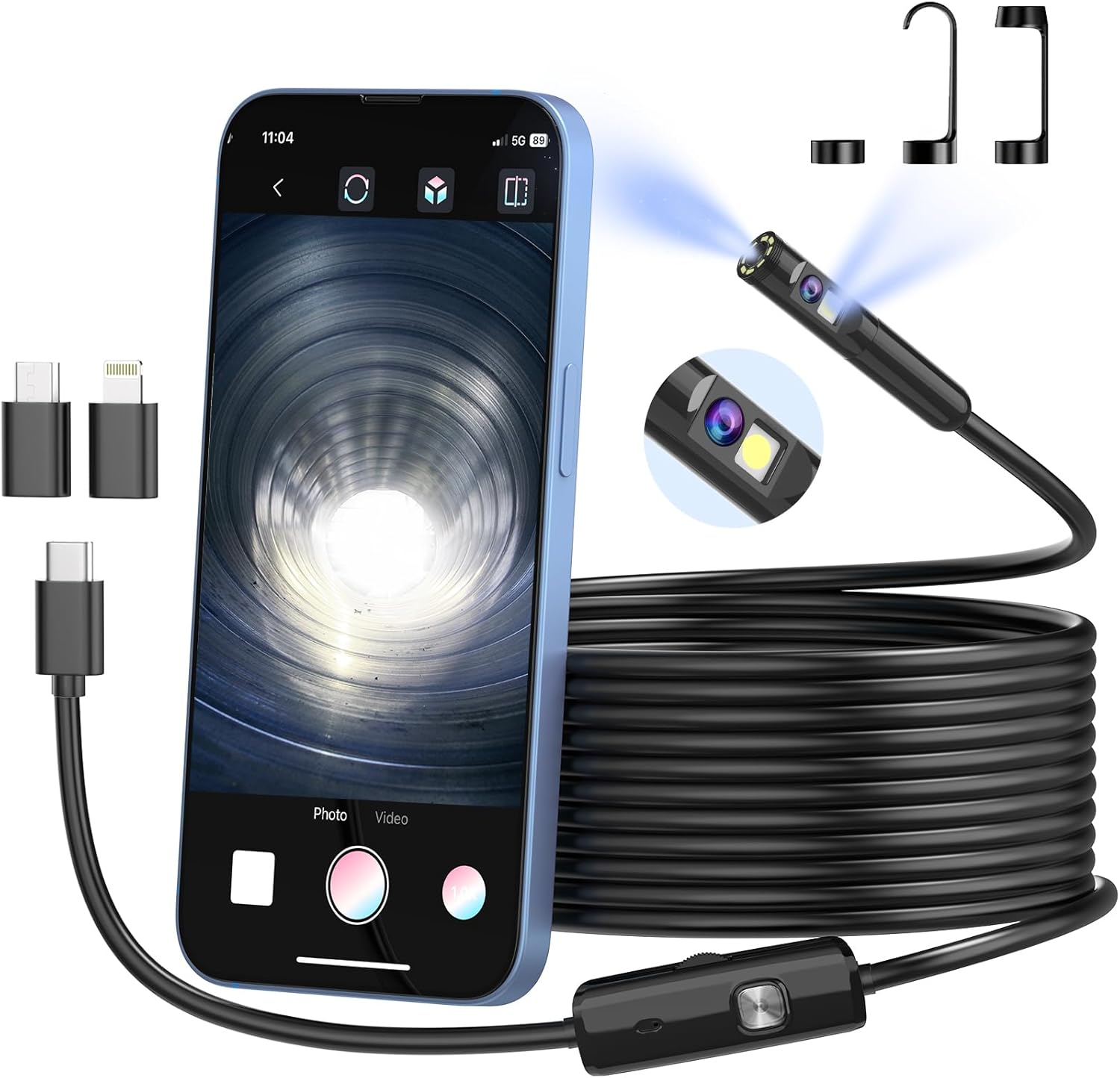 BlueFire Upgraded Endoscope Camera with Light, 1920P HD Borescope, 16 ...