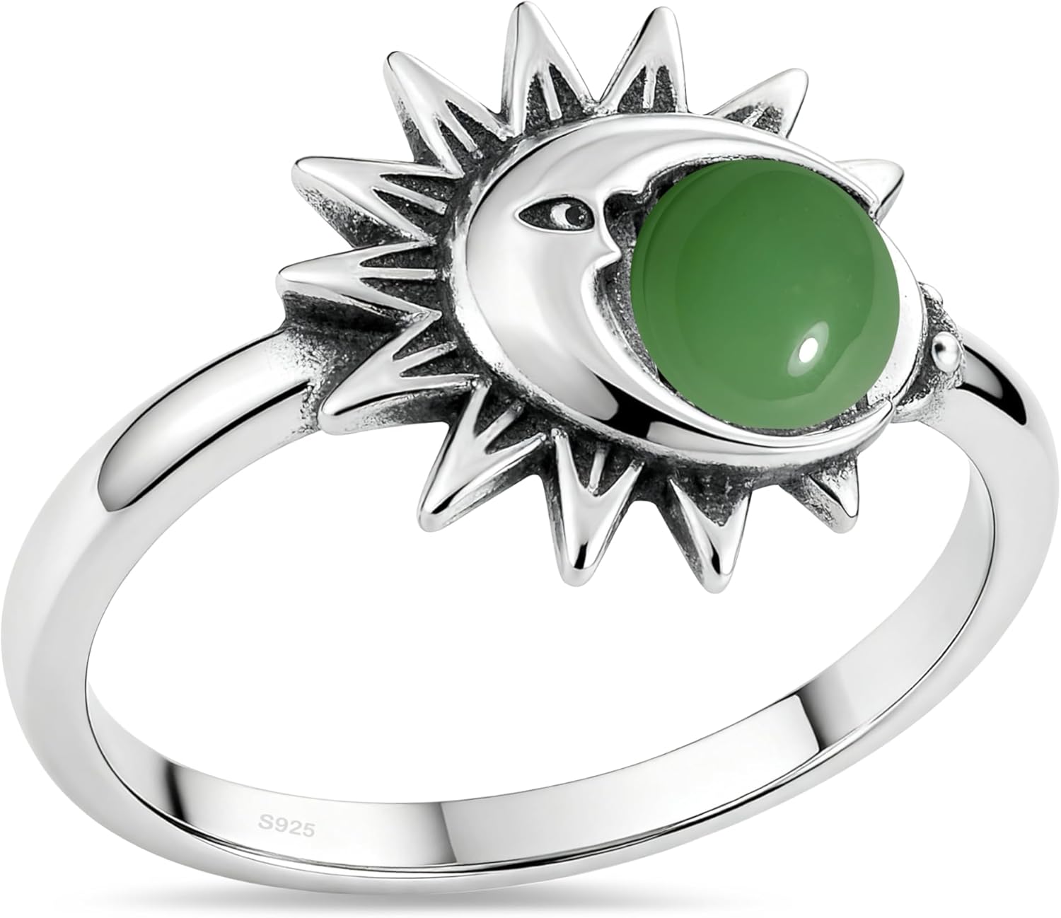 Amazon.com: Retro Sterling Silver Sun Moon Natural Green Dongling Jade ...