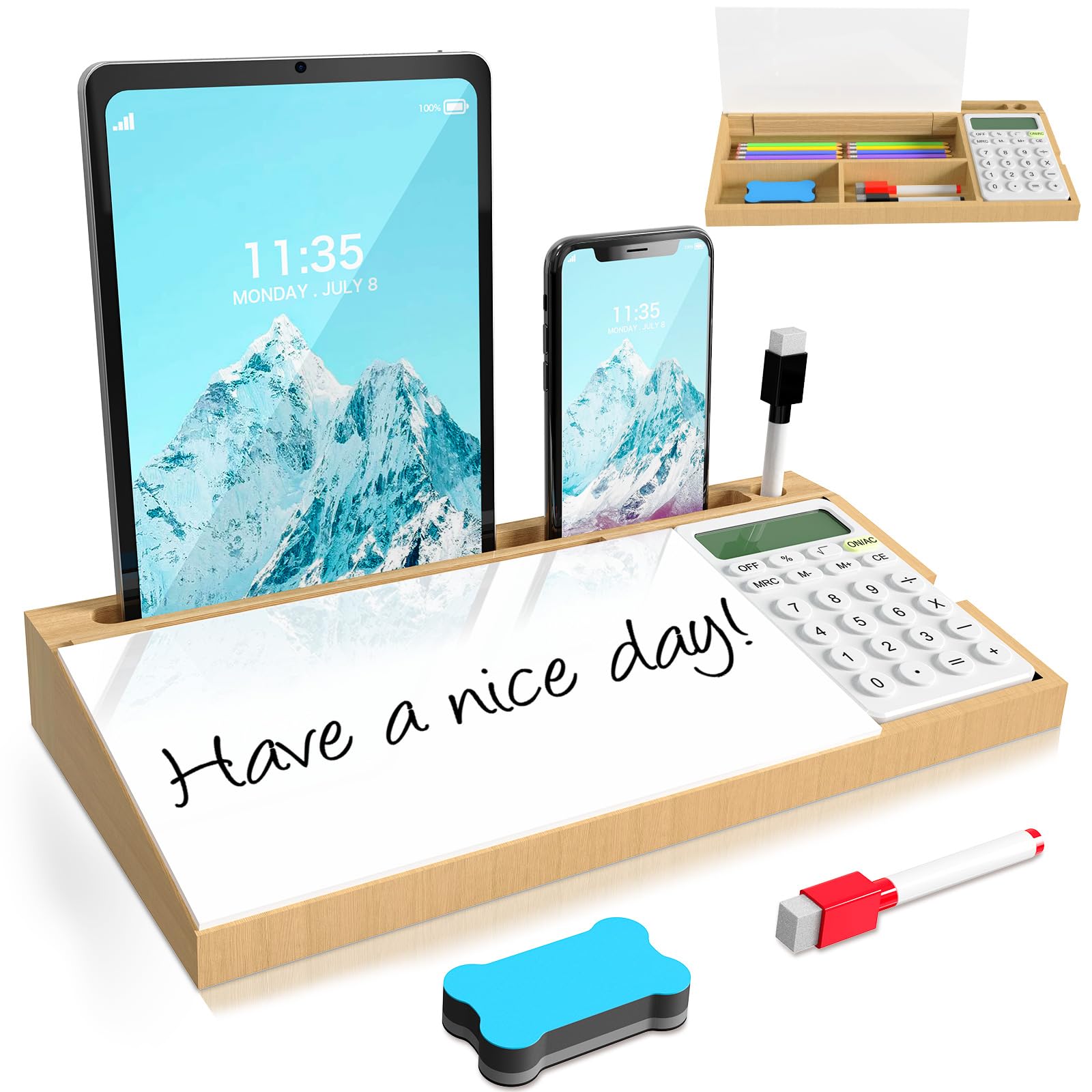 Amazon.com : Desktop Whiteboard with Calculator, Desktop Dry Erase ...